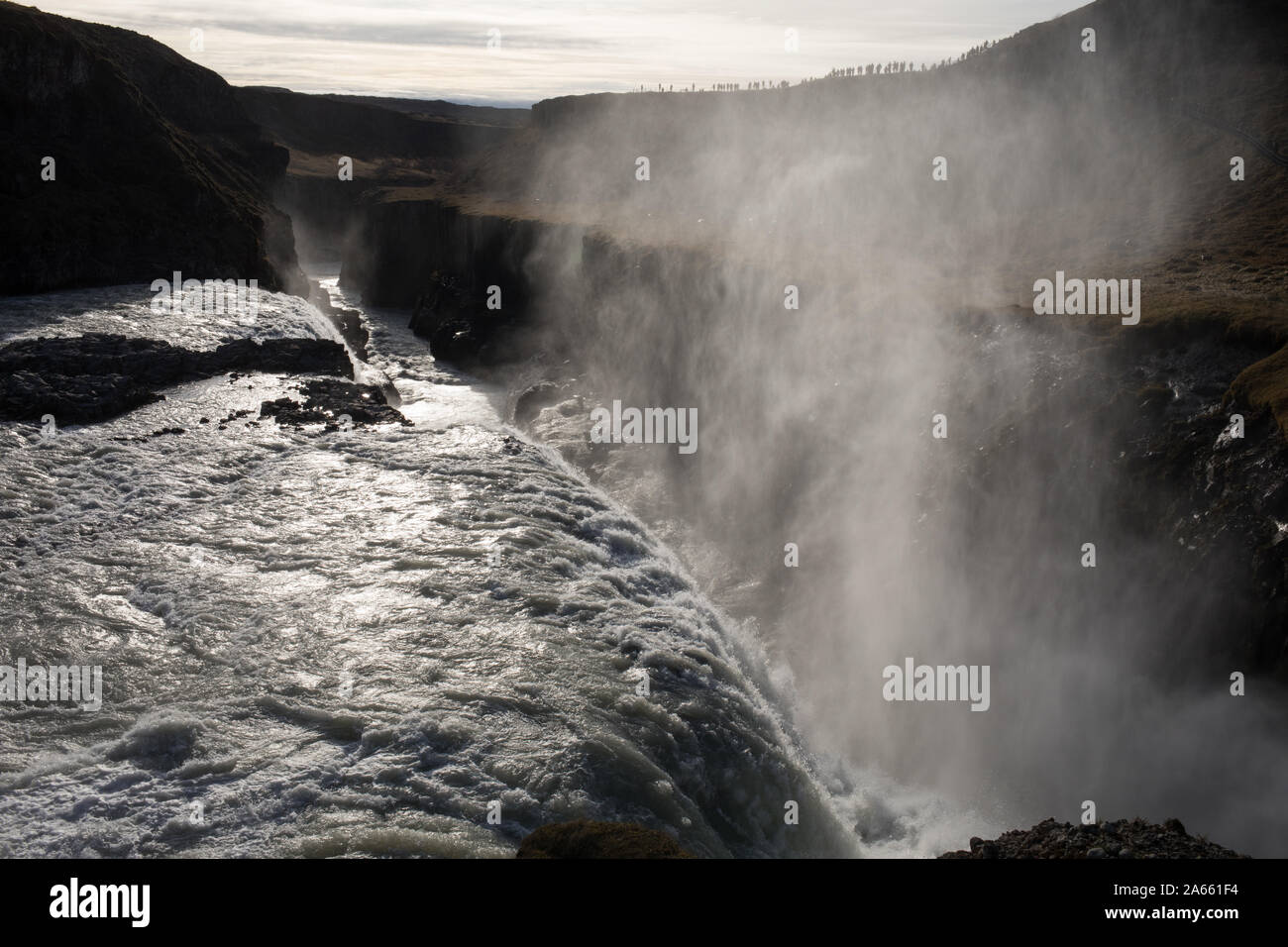 Gullfoss Waterfall, on the Hvítá river, on the popular Golden Circle ...