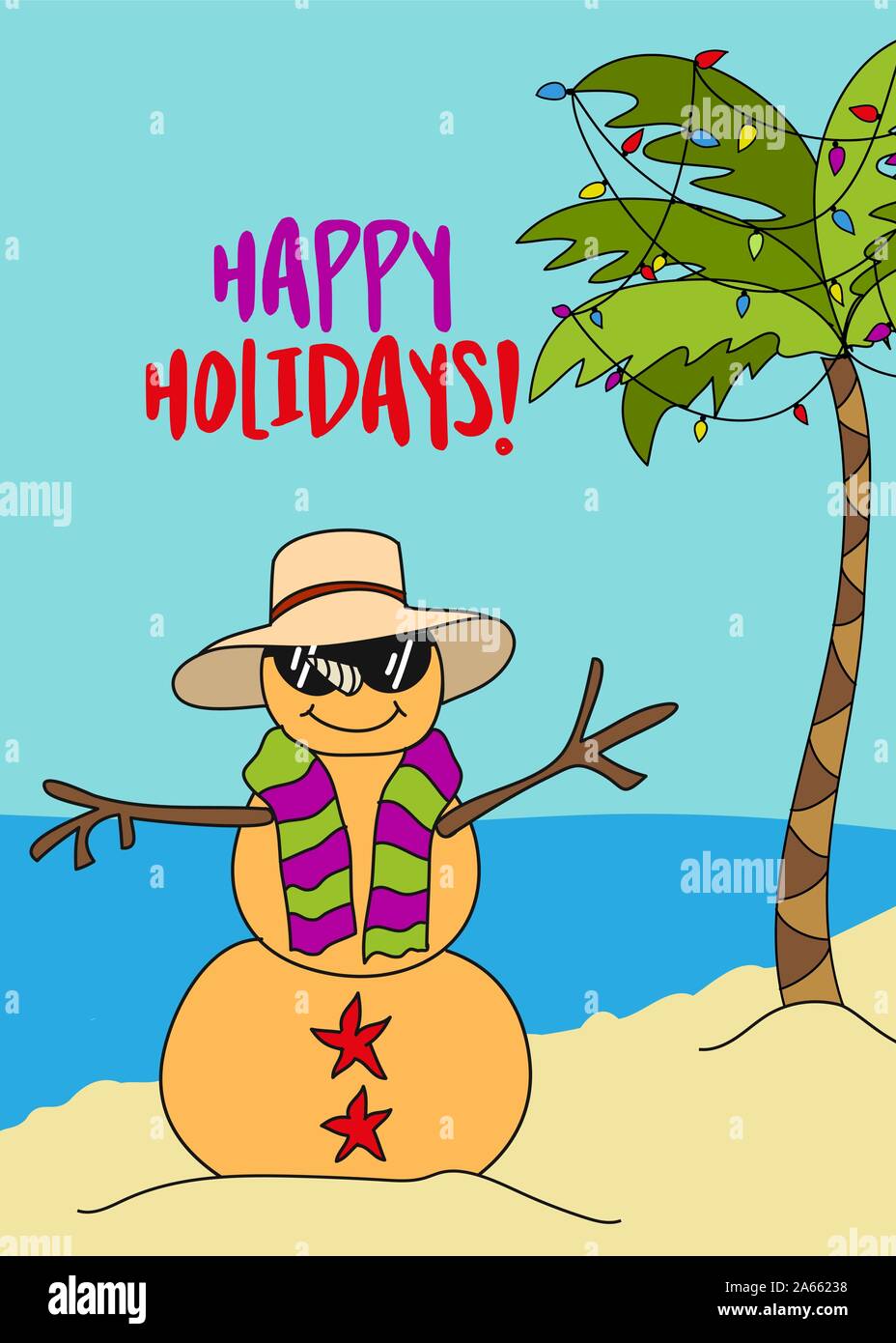 Happy Holiday (warm wishes from sand snowman)! - Hand drawn lettering ...