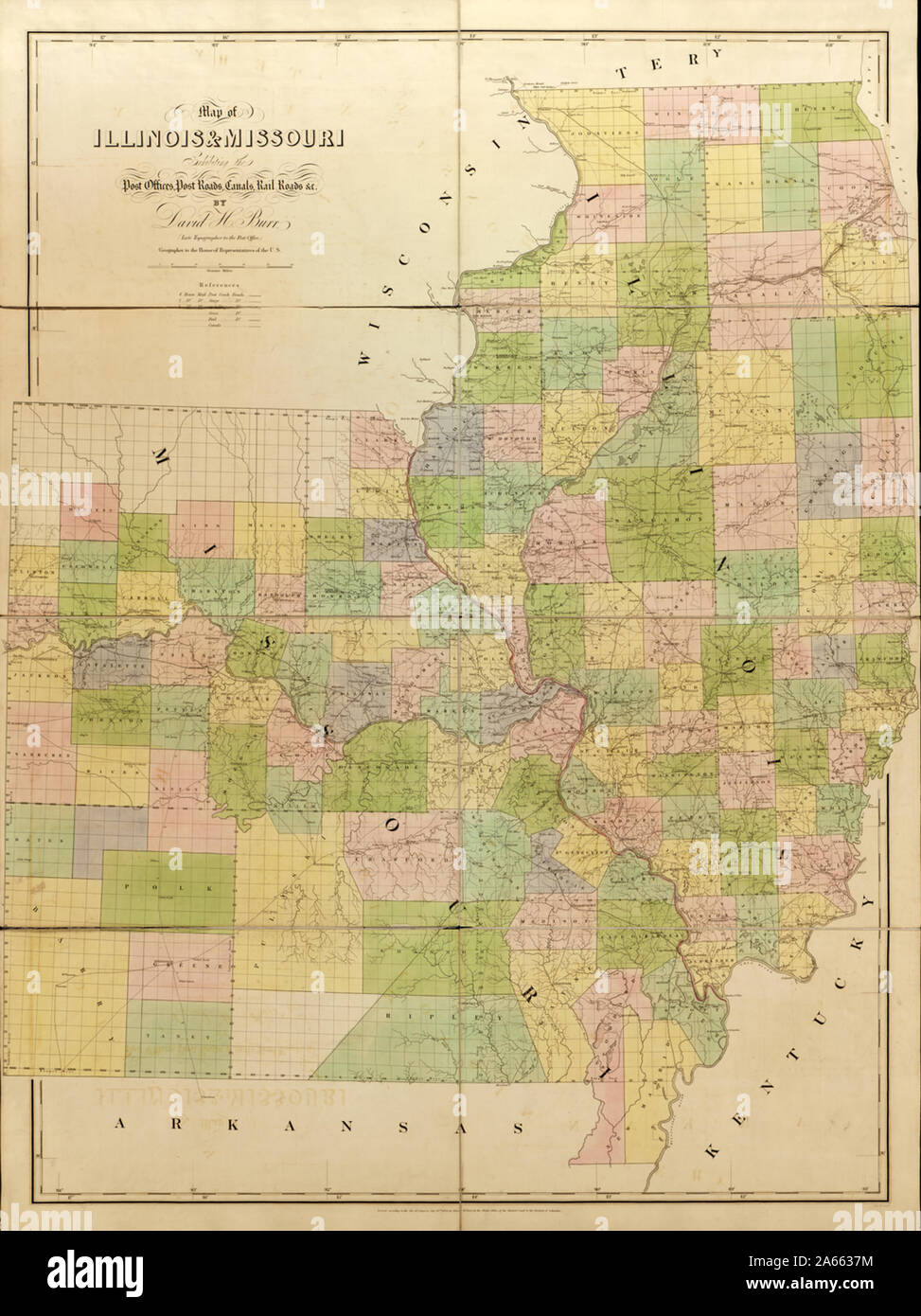 Map of Illinois and Missouri Stock Photo - Alamy