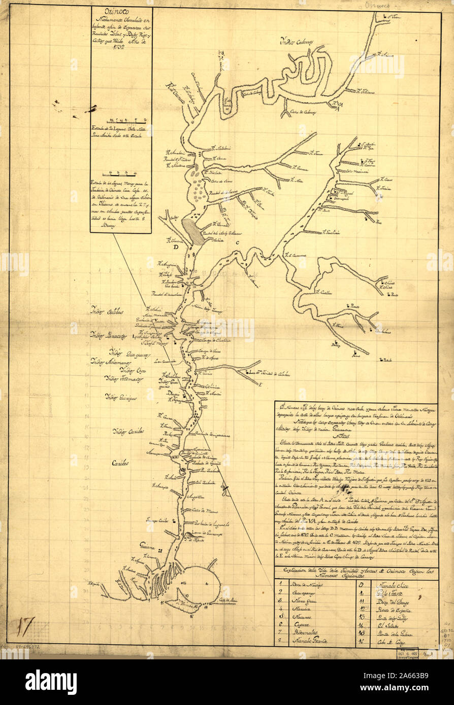 Map of Orinoco River that Includes Visible Islands and Tributaries at ...