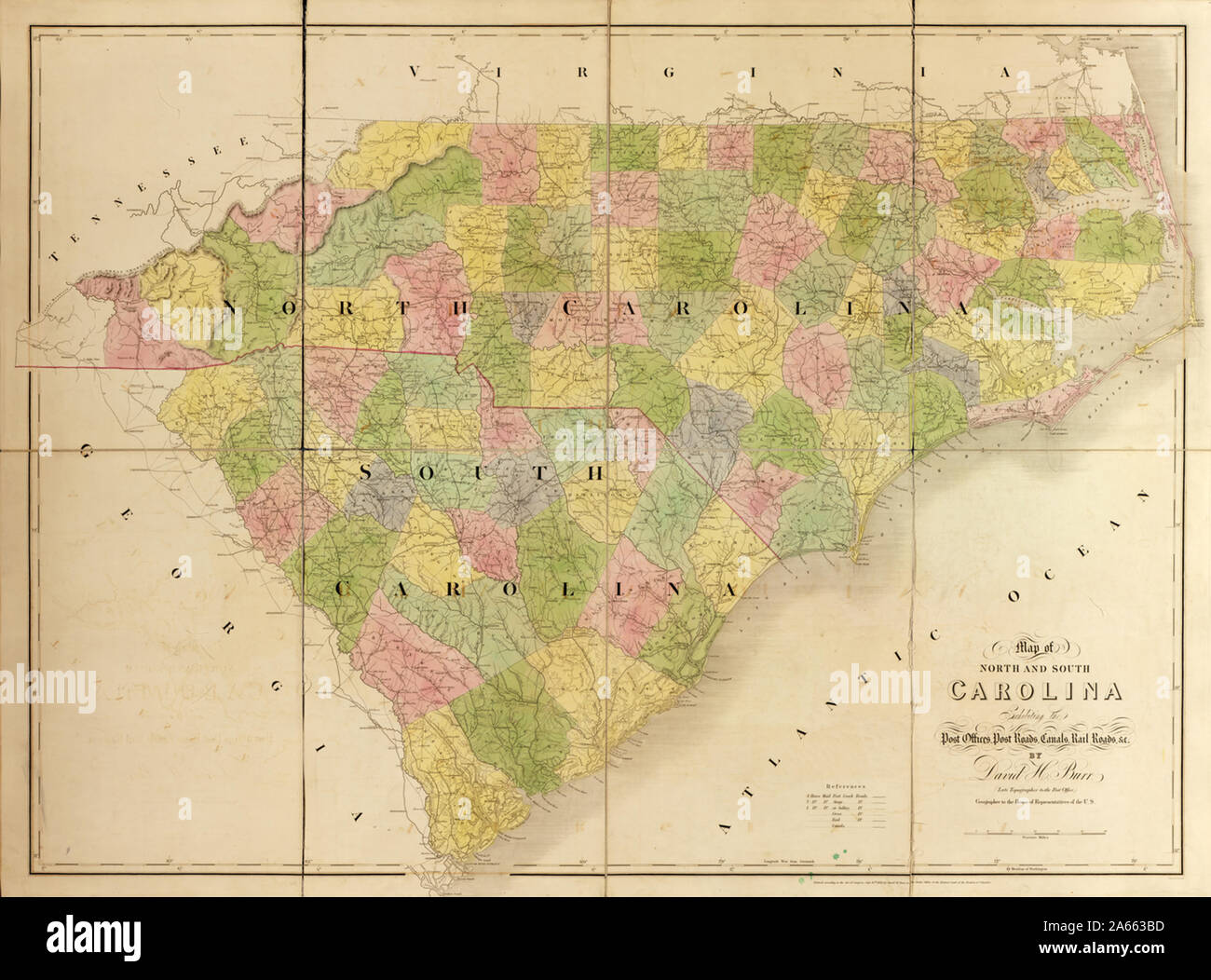 Map of North and South Carolina Stock Photo - Alamy