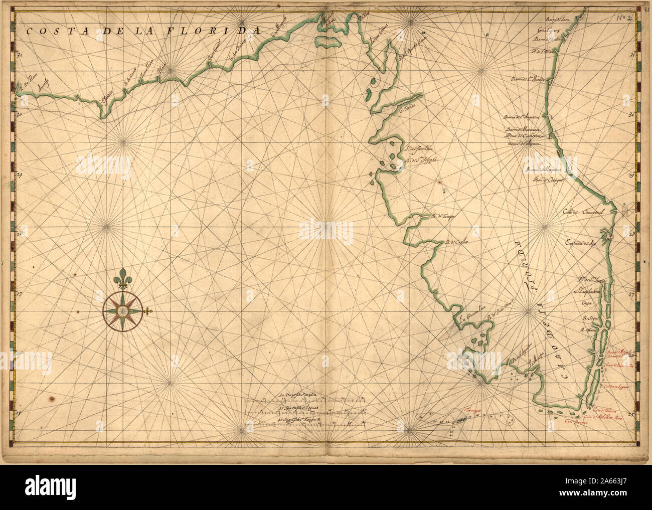 Map of the Peninsula of Florida Stock Photo - Alamy