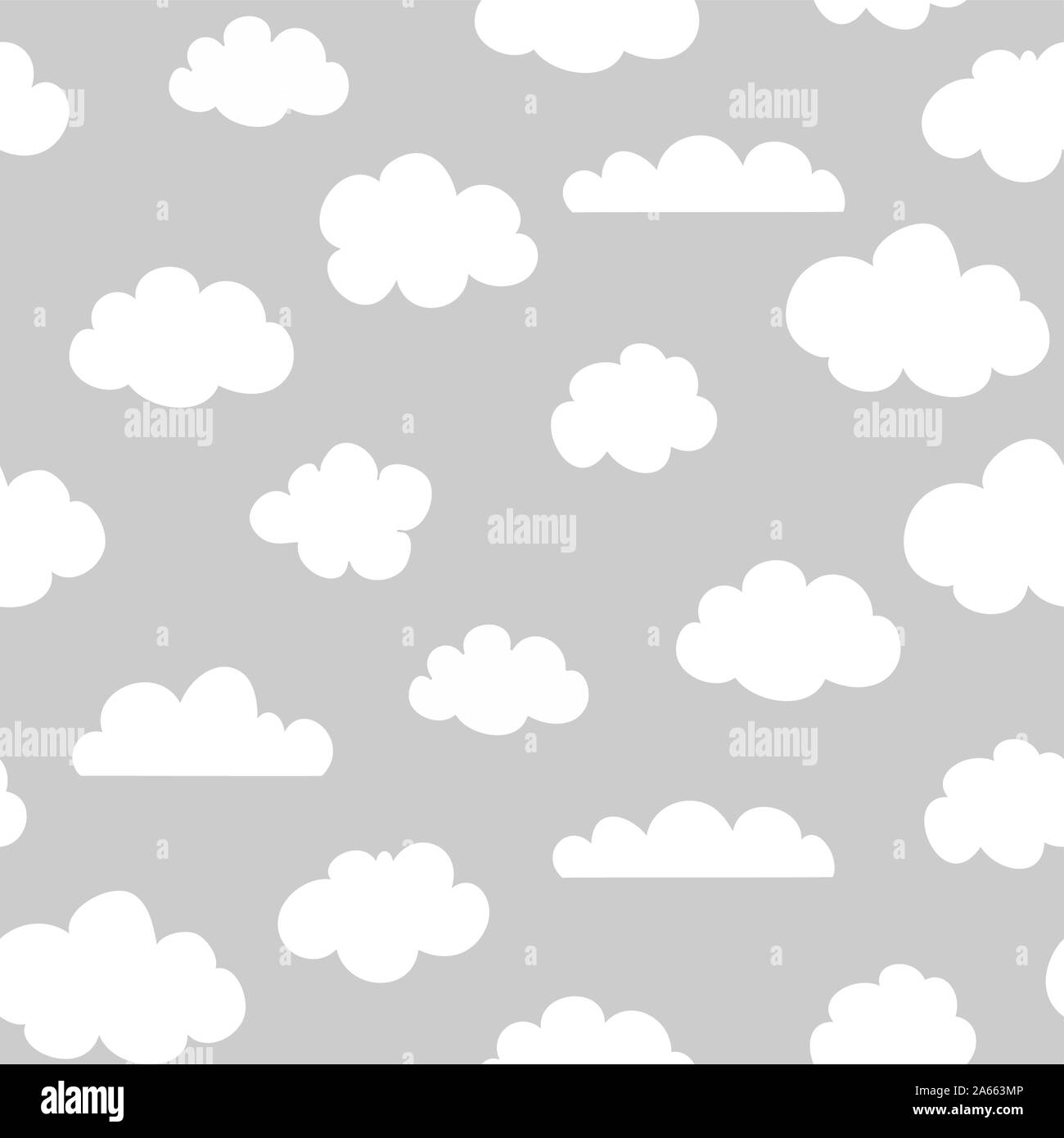 Clouds sky pattern design for kids nursery - funny hand drawn doodle ...