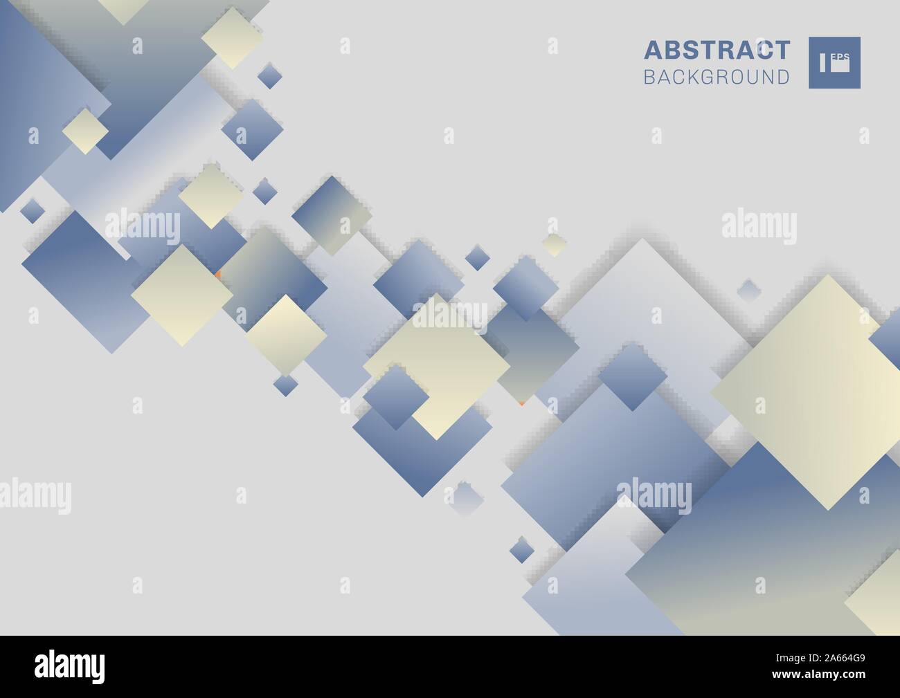 Abstract blue geometric squares overlapping on gray background ...