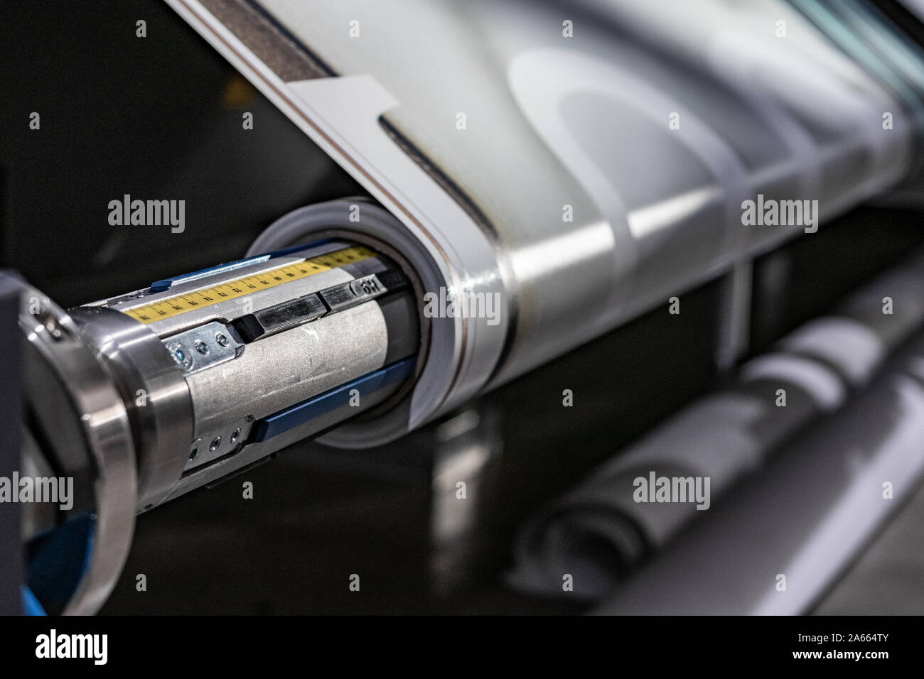 Details of a moving print head. Massive machinery. Professional ...