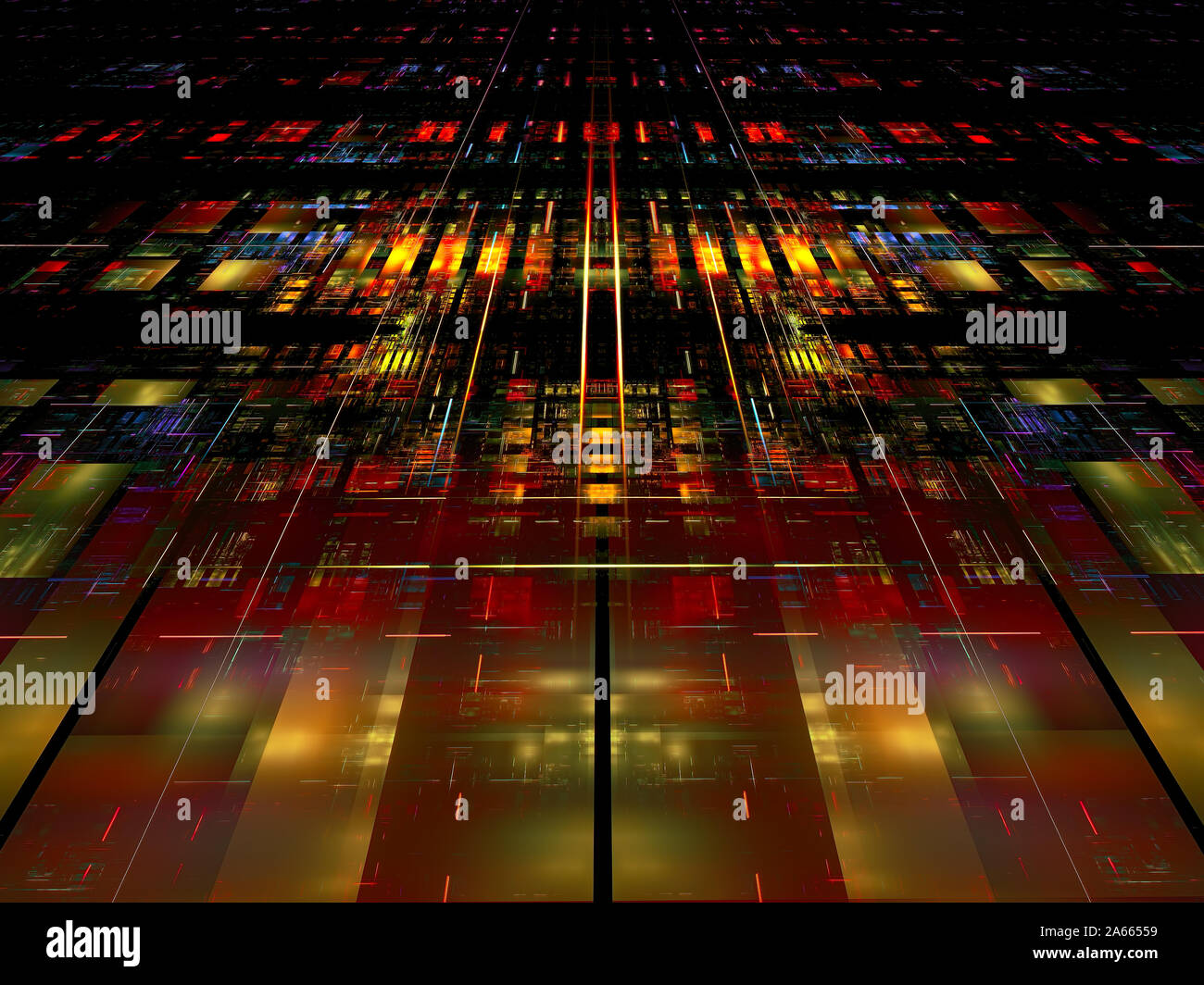 Abstract dark glossy surface with glowing lines - digitally generated ...