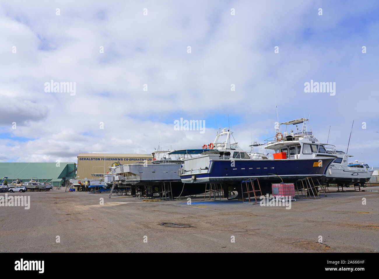 GERALDTON, AUSTRALIA -9 JUL 2019- View of the Indian Ocean port in the ...