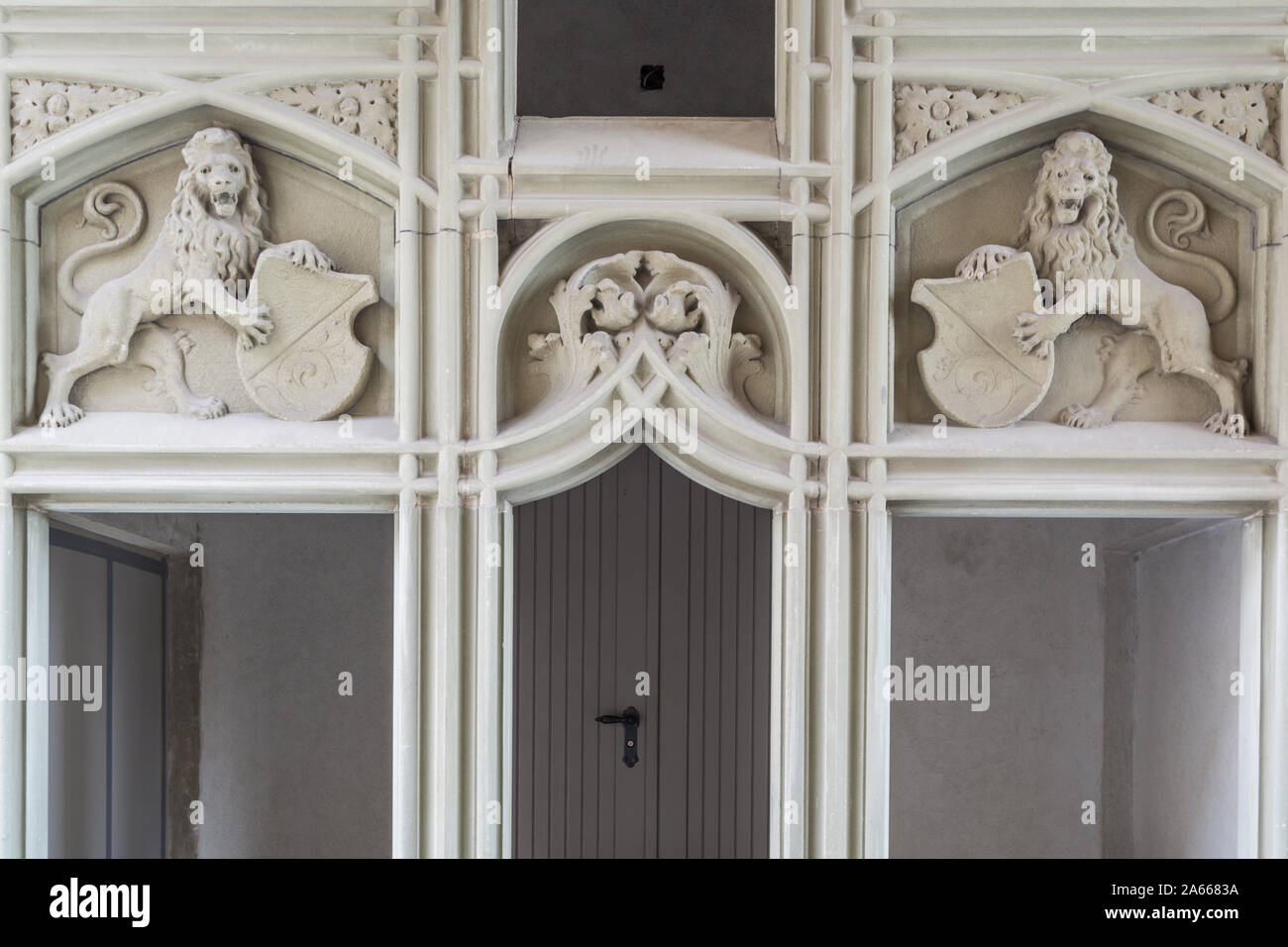 Statues of interor of the main building of the Swiss National Museum in ...