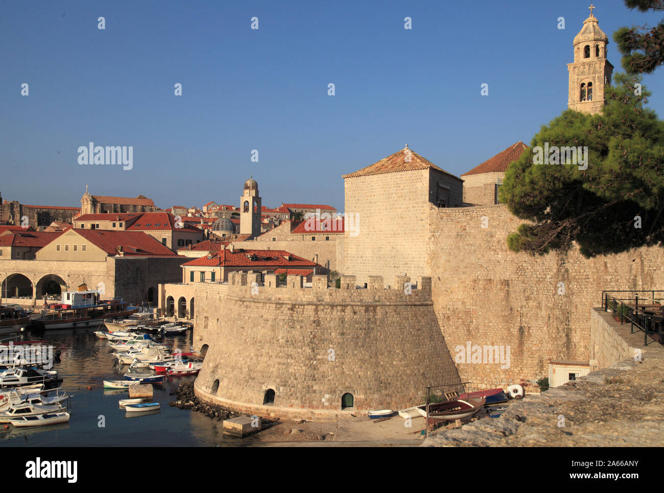 Croatia, Dubrovnik, skyline, Old Port, St Luka Tower, St Sebastian ...