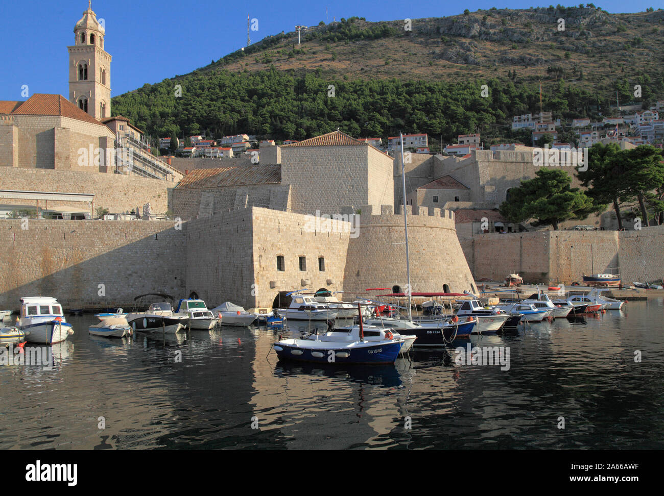 Croatia, Dubrovnik, skyline, Old Port, St Luka Tower, St Sebastian ...