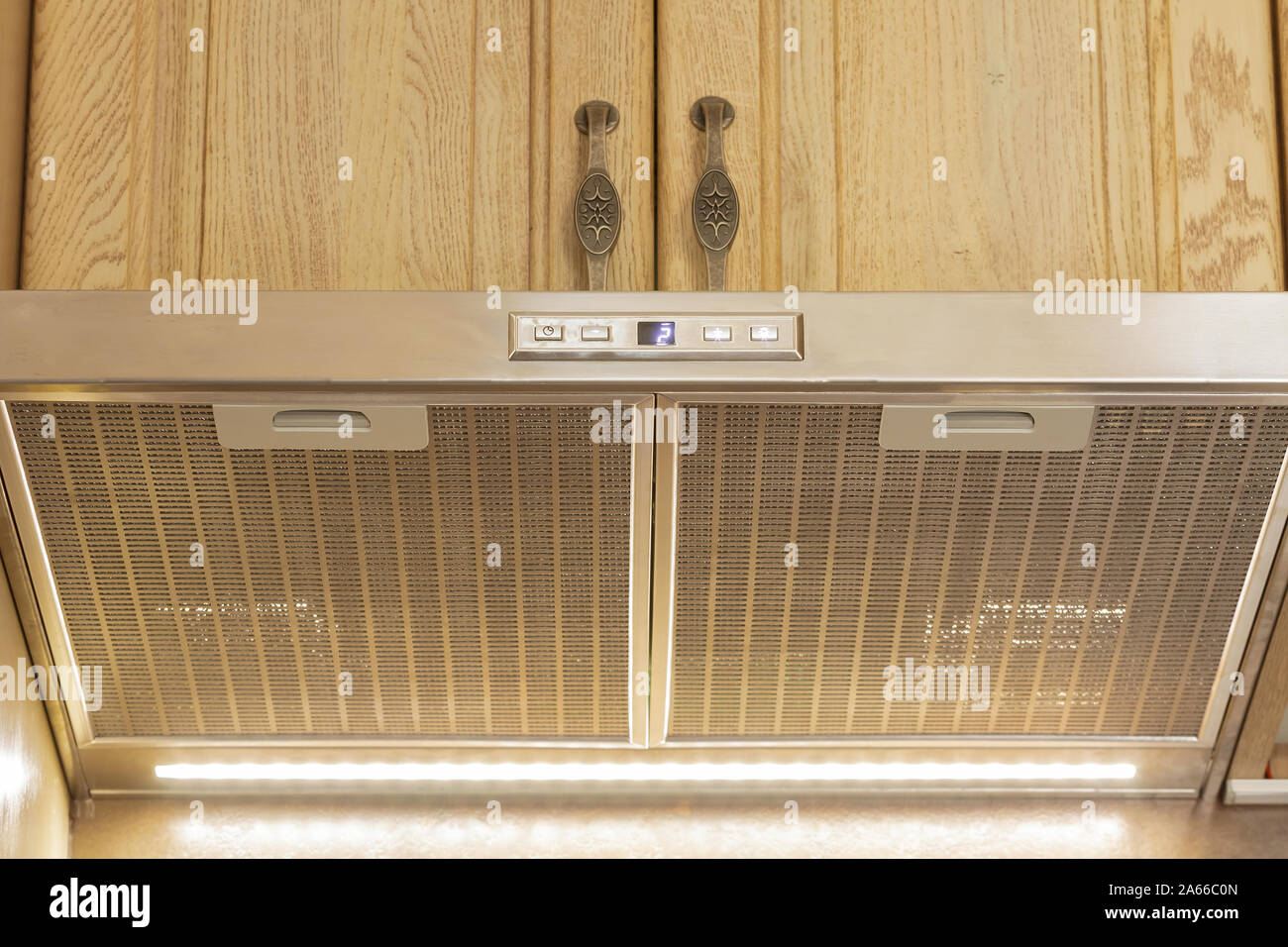 Digital control panel for kitchen aspirator with LED lighting.Selective ...