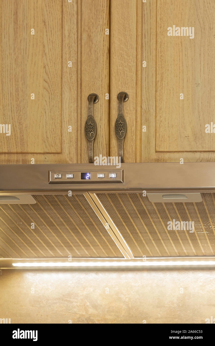 Digital control panel for kitchen aspirator with LED lighting.Selective ...