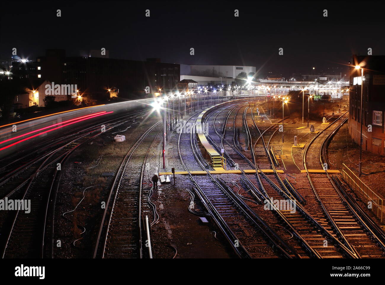 light trail of a train passing by Stock Photo - Alamy