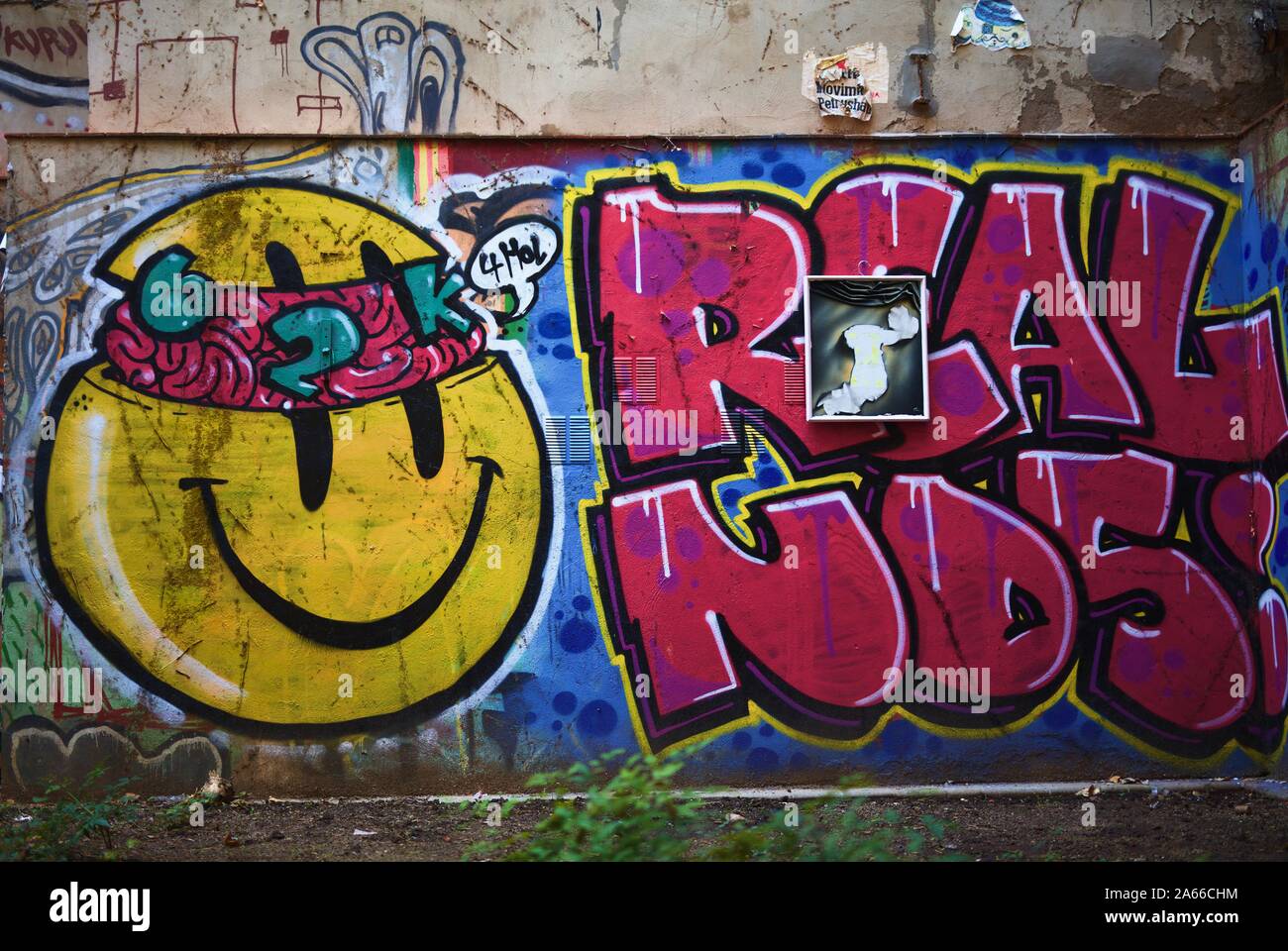Graffitti with emoji on wall Stock Photo - Alamy