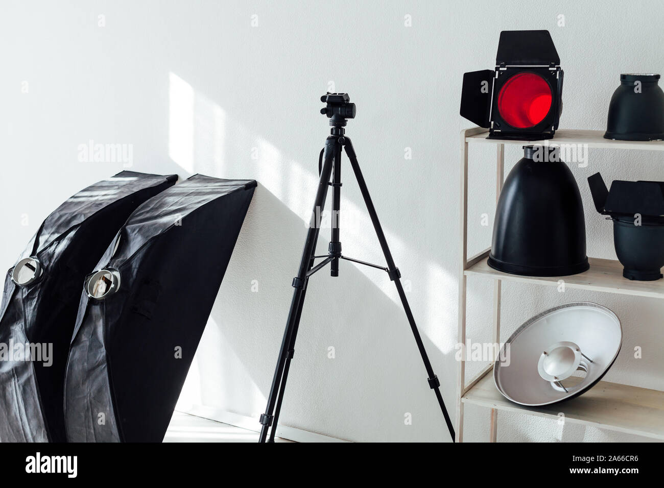 Equipment white photo studio accessories photographer flash Stock Photo ...