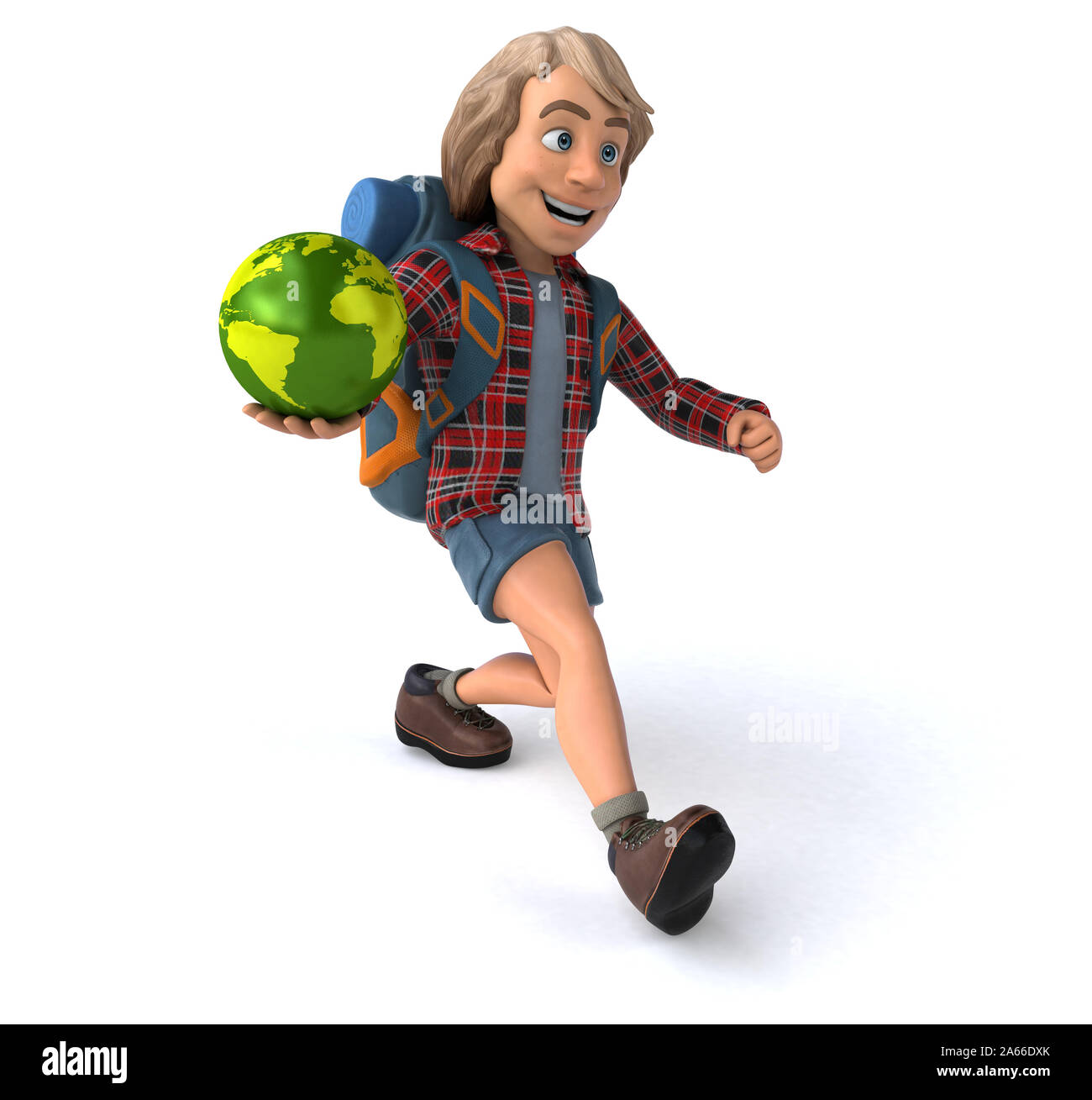 Fun backpacker cartoon guy Stock Photo - Alamy