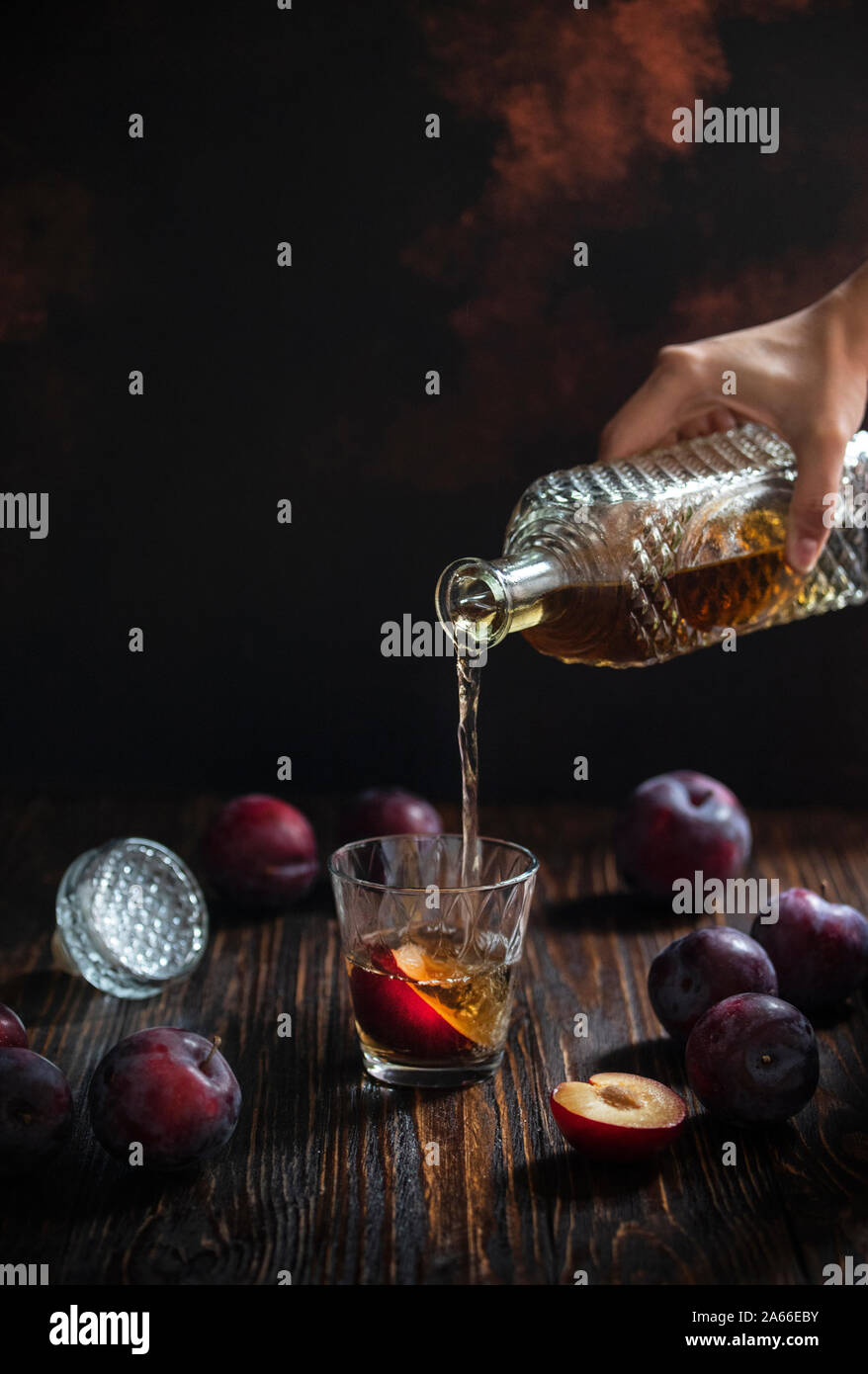 Rakia or rakija traditional Balkan fruit brandy. Plum brandy sljivovica ...