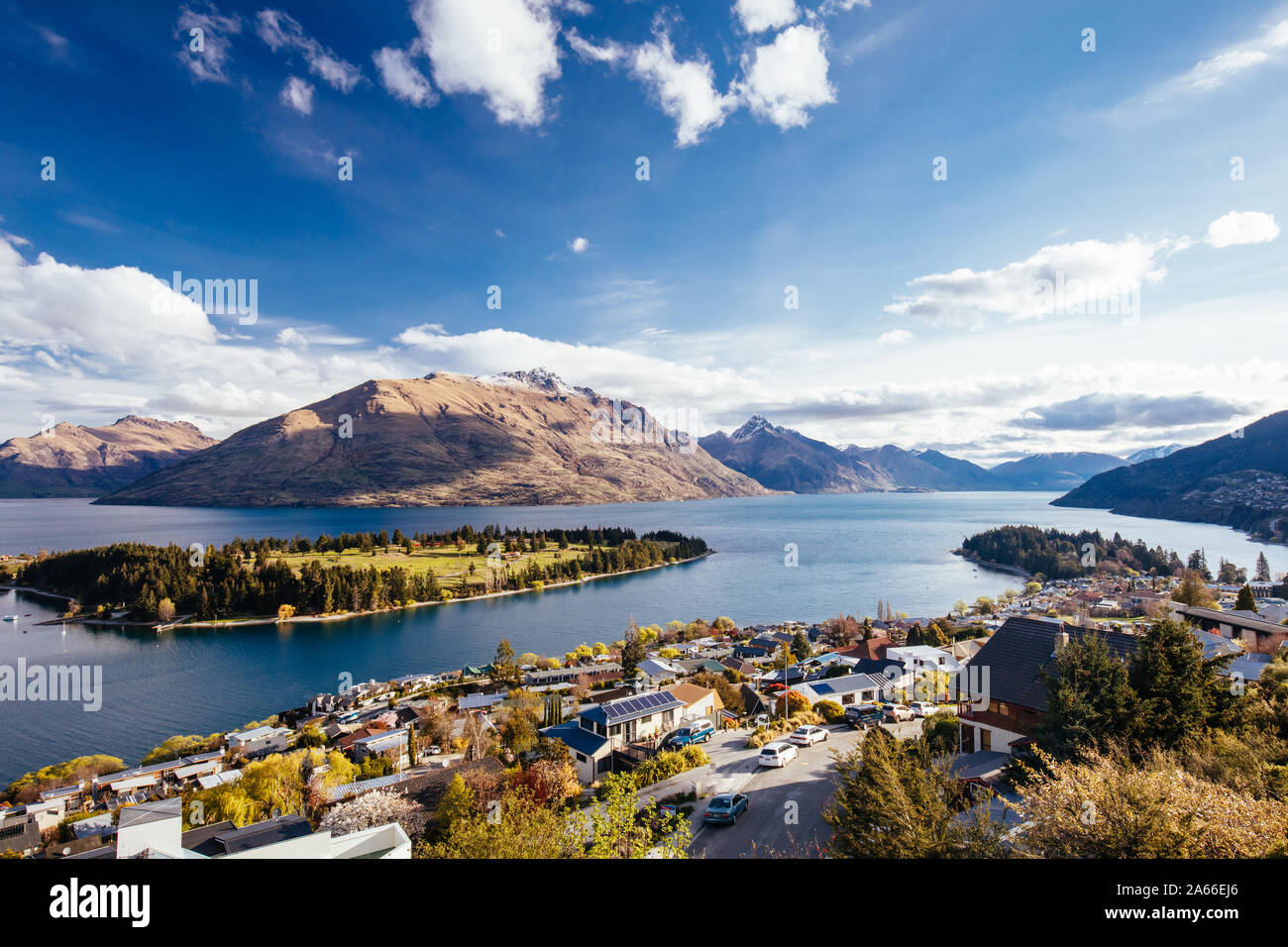 View over Queenstown and Cecil Peak in New Zealand Stock Photo - Alamy