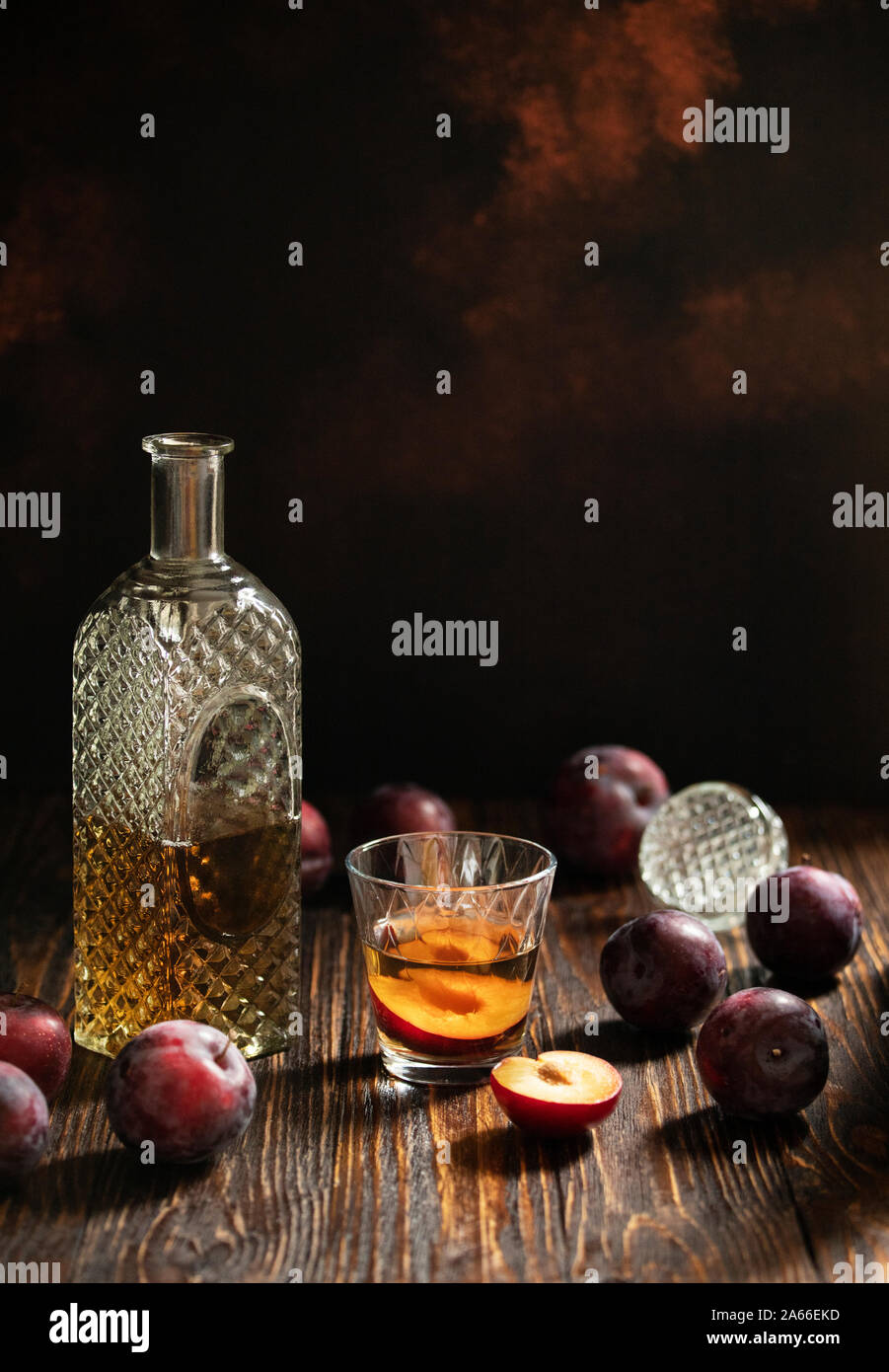Rakia or rakija traditional Balkan fruit brandy. Plum brandy sljivovica ...