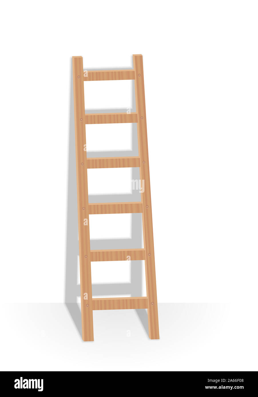 Ladder leaning against white wall - illustration on white background ...