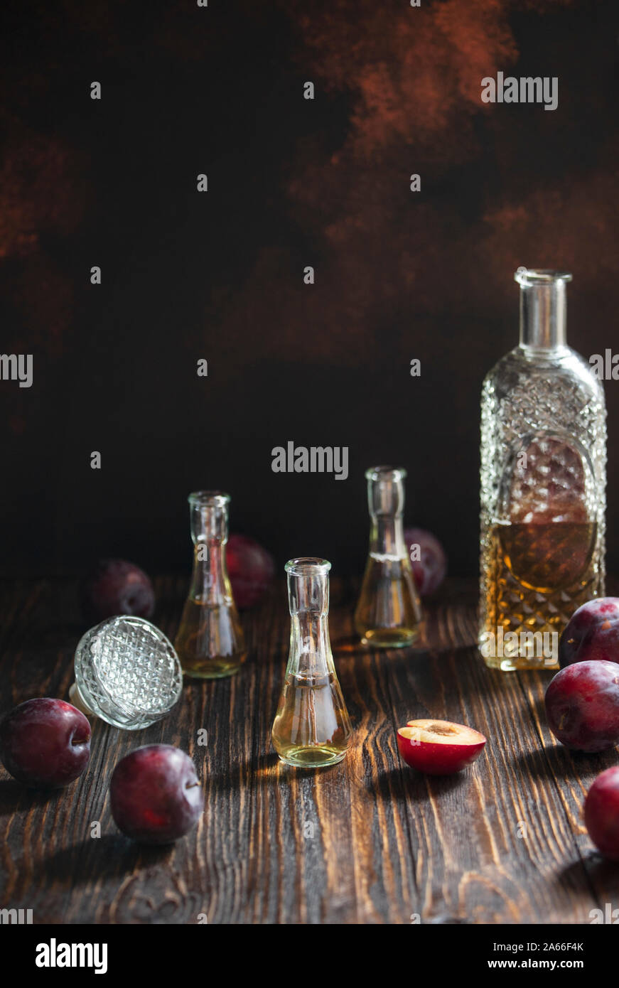 Rakia or rakija traditional Balkan fruit brandy. Plum brandy slivovica ...