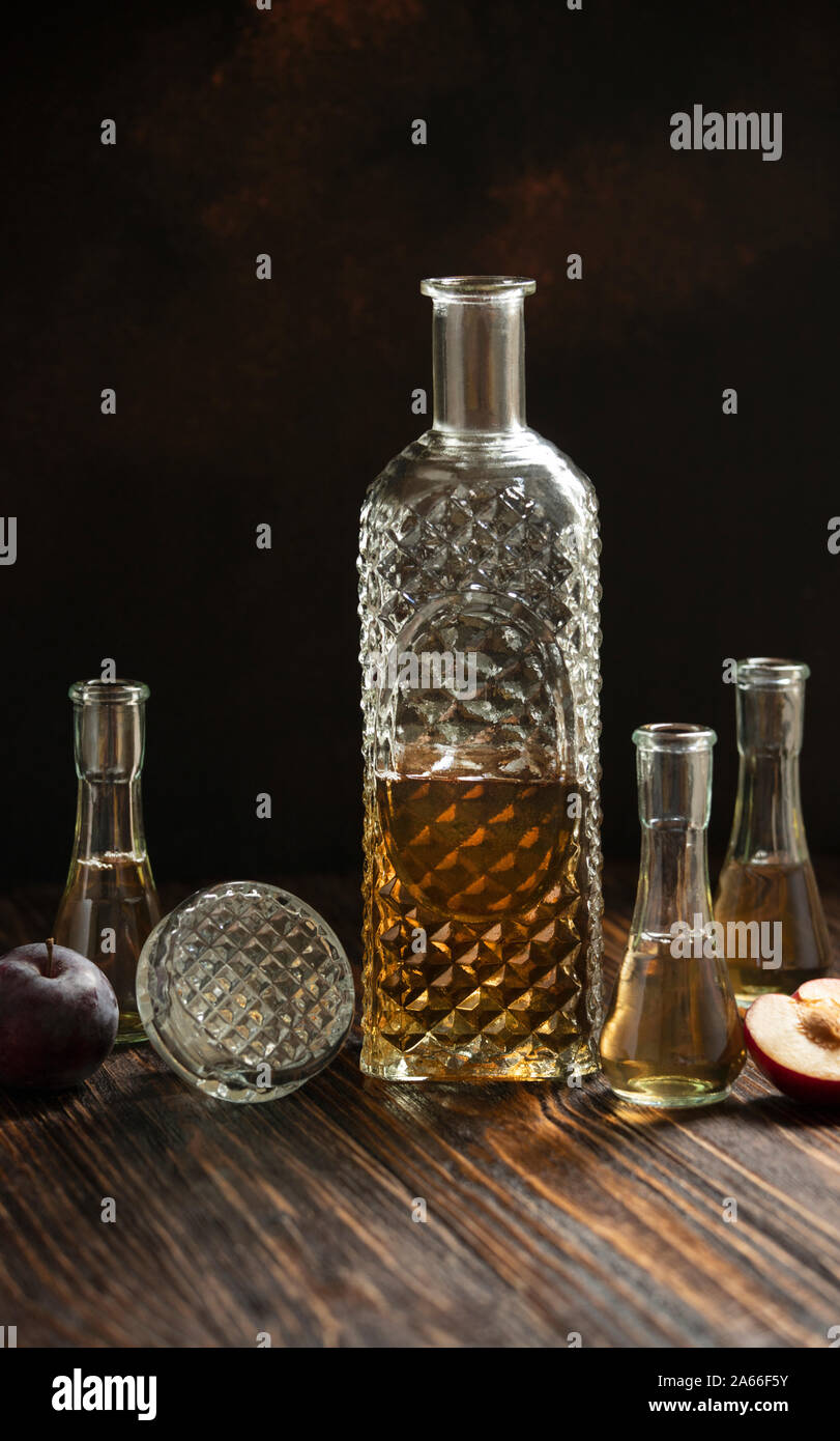 Rakia or rakija traditional Balkan fruit brandy. Plum brandy slivovica ...