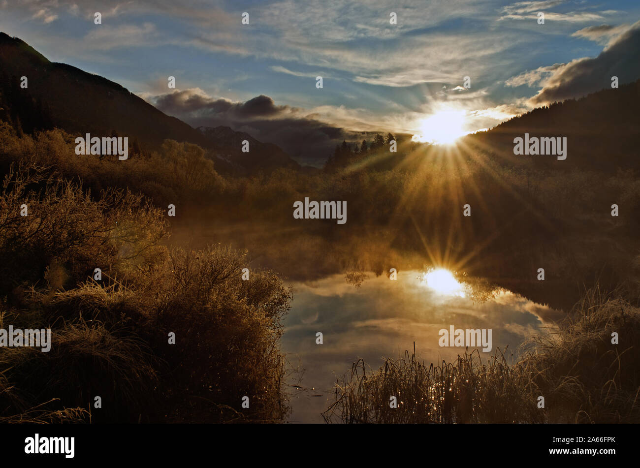 Sunrise over the water lands in fall Stock Photo - Alamy