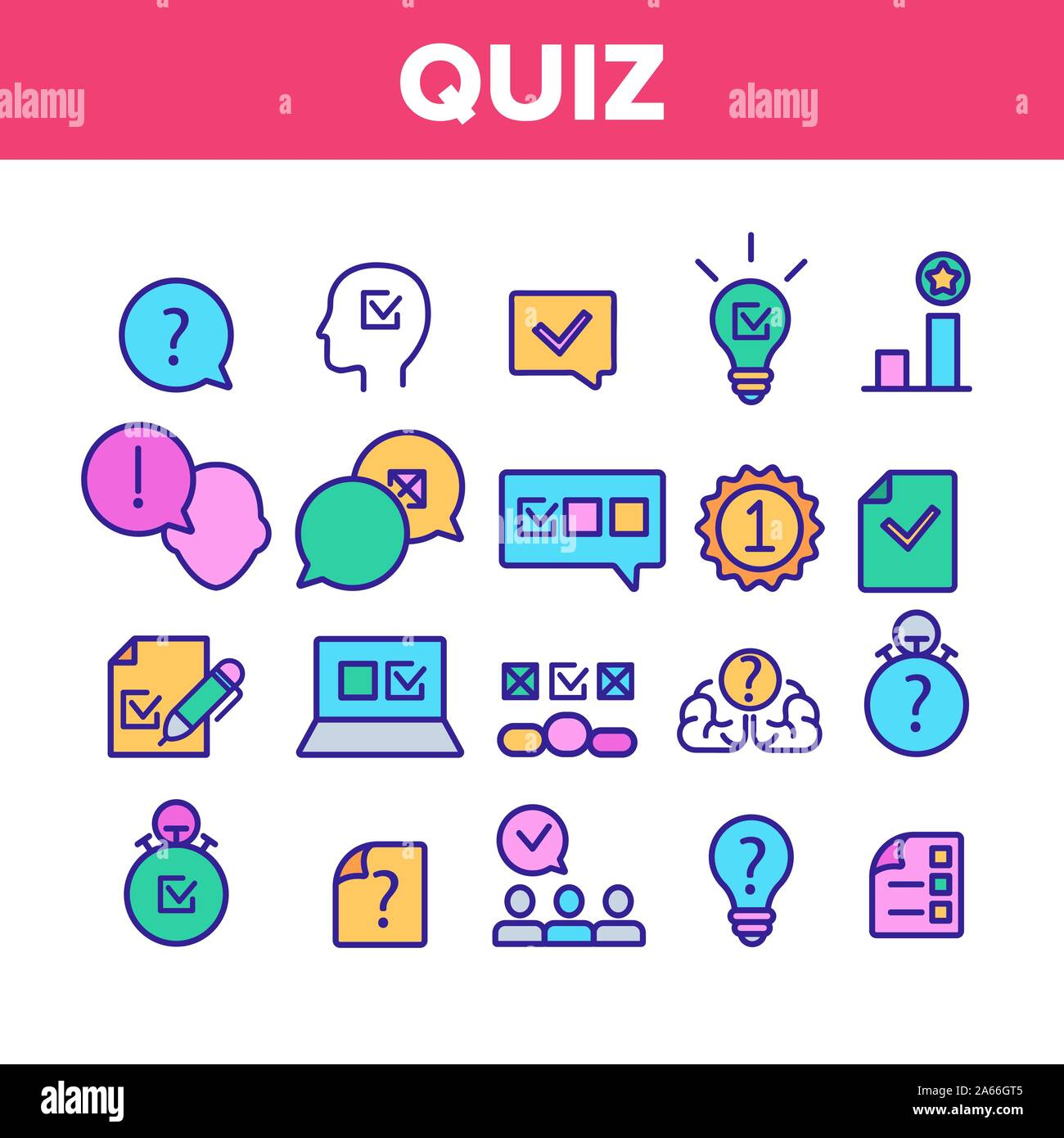 Quiz Game Collection Elements Icons Set Vector Stock Vector Image & Art - Alamy