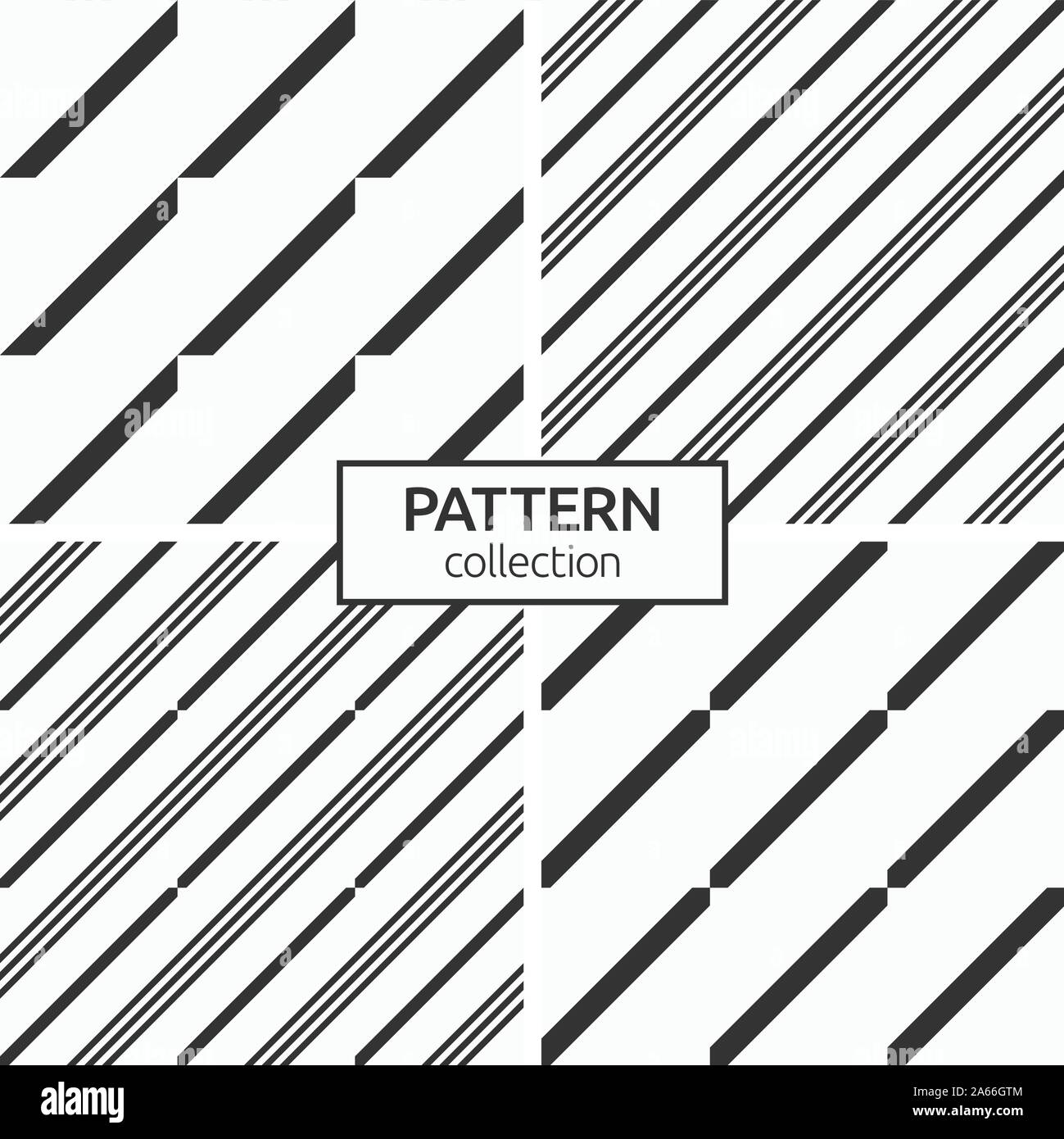 Set of four seamless patterns. Abstract geometric vector monochrome backgrounds. Modern stylish ...