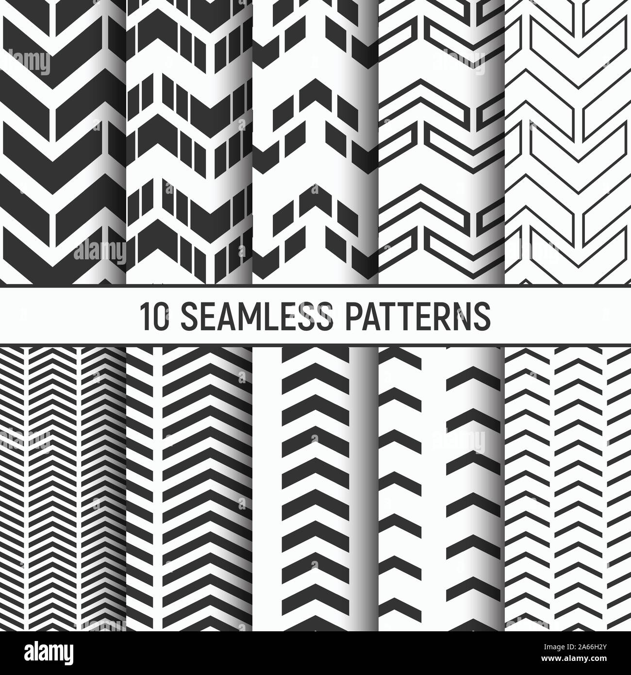 Set of ten seamless patterns of arrows. Abstract geometrical trendy ...