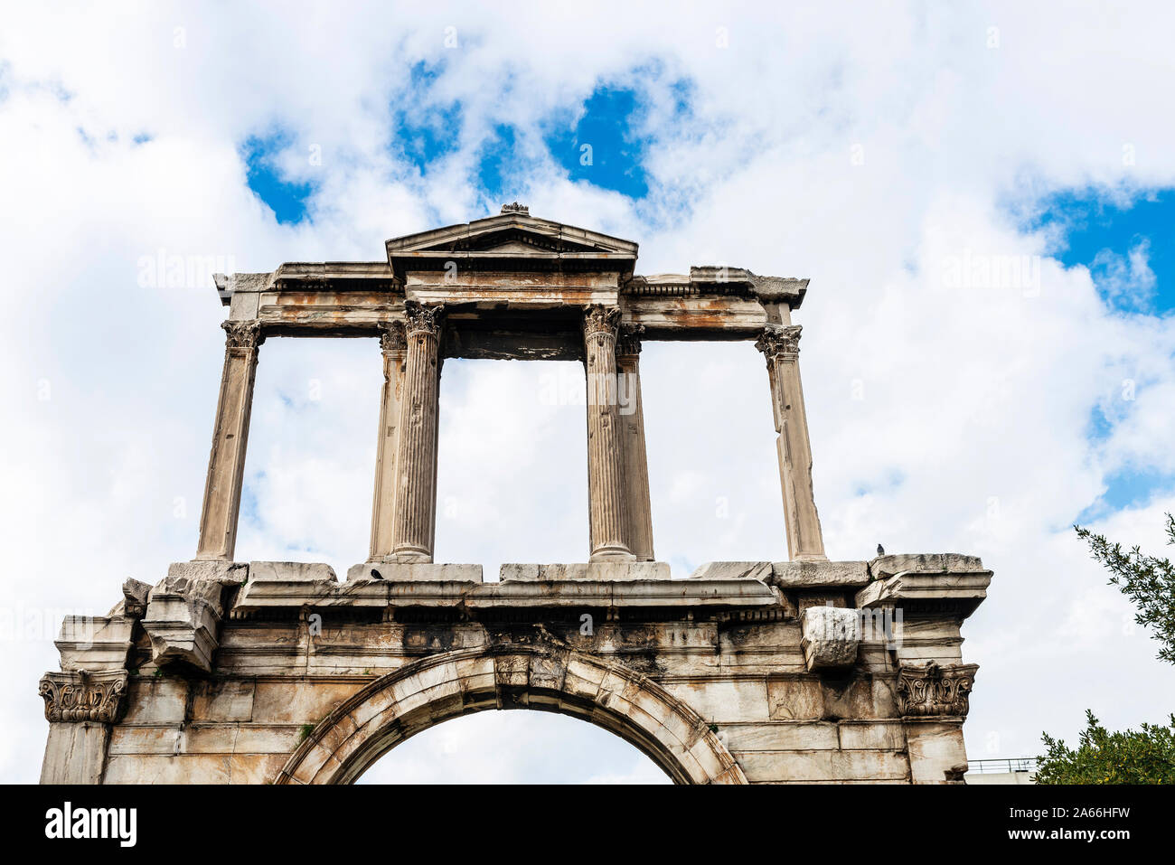 View of the Arch of Hadrian (Hadrian's Gate), a Roman triumphal arch ...