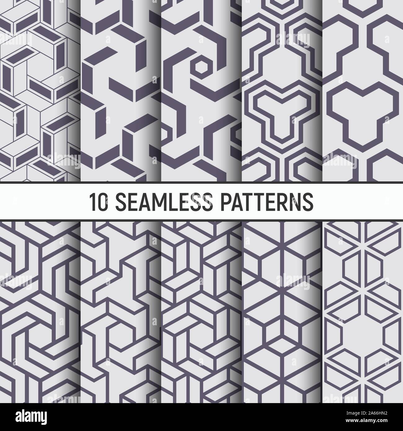 Set of ten seamless patterns. Abstract geometrical trendy vector color ...