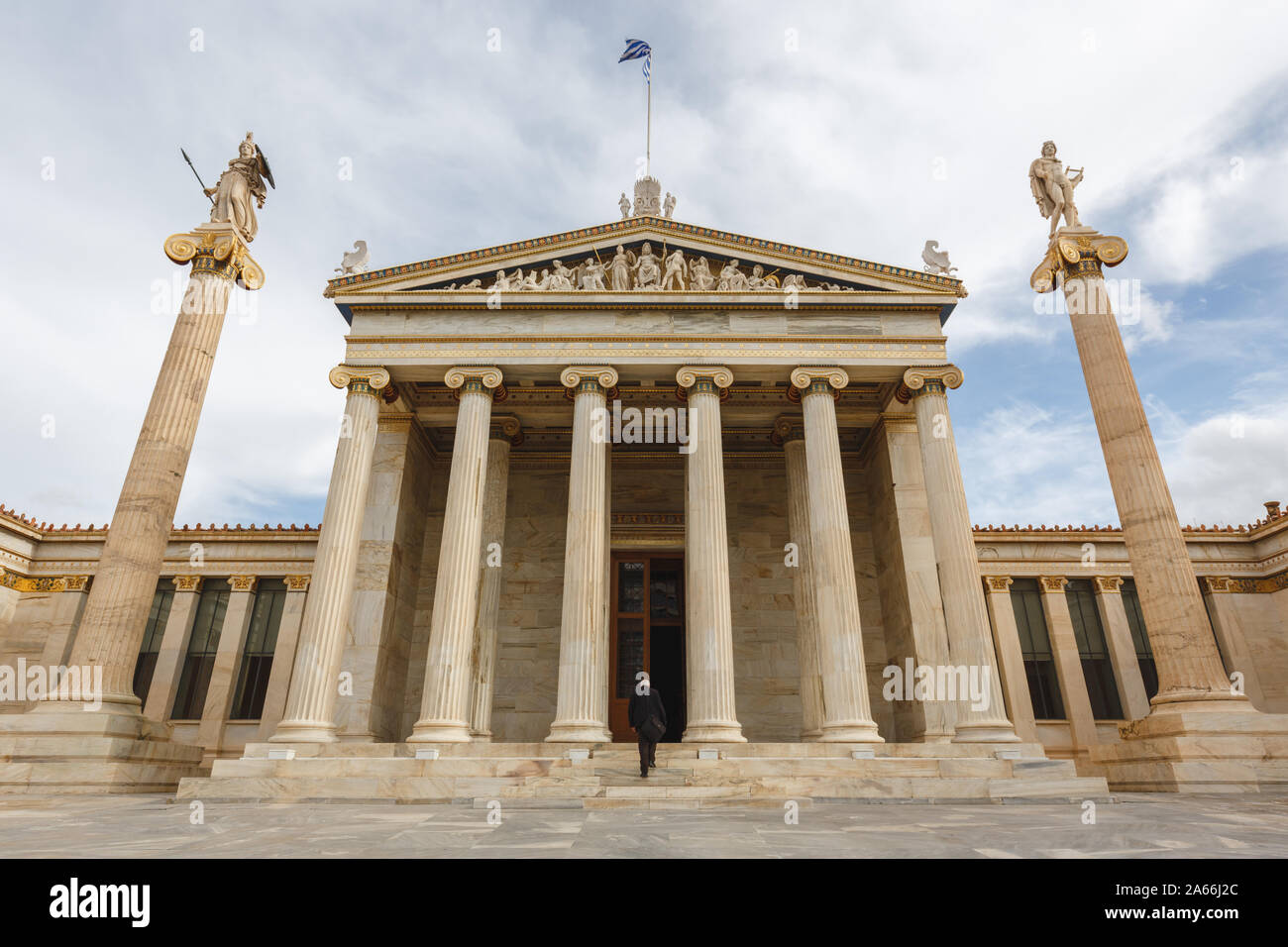 Exterior view of the Academy of Athens, Outside view of Ancient Greek style architecture in ...