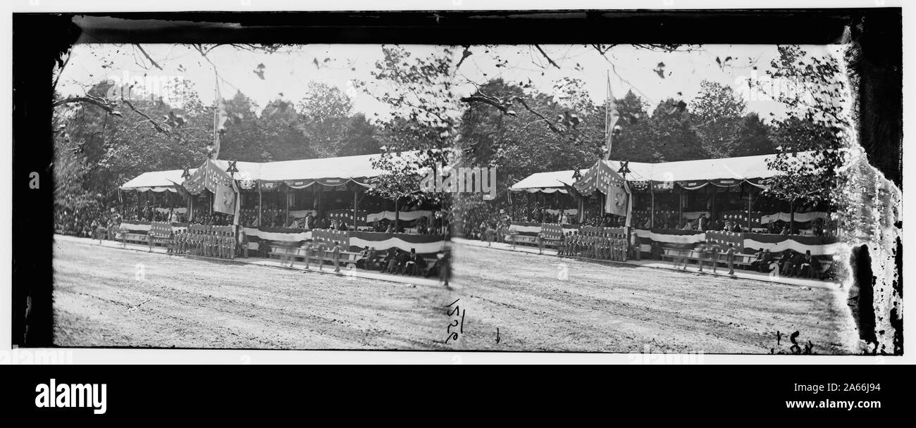 Washington, D.C. Presidential reviewing stand, with guests and guard ...
