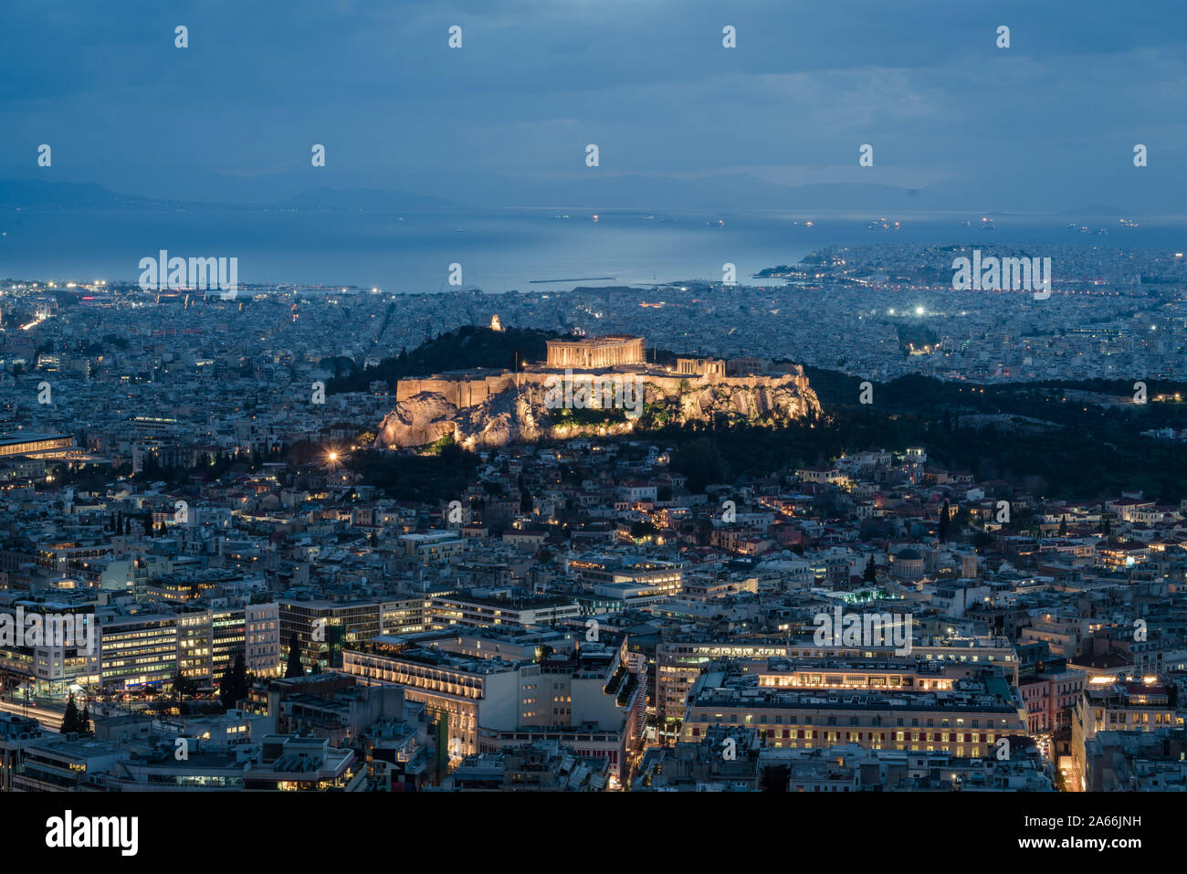 Overlook the night view of Acropolis in Athens, Greece Stock Photo - Alamy