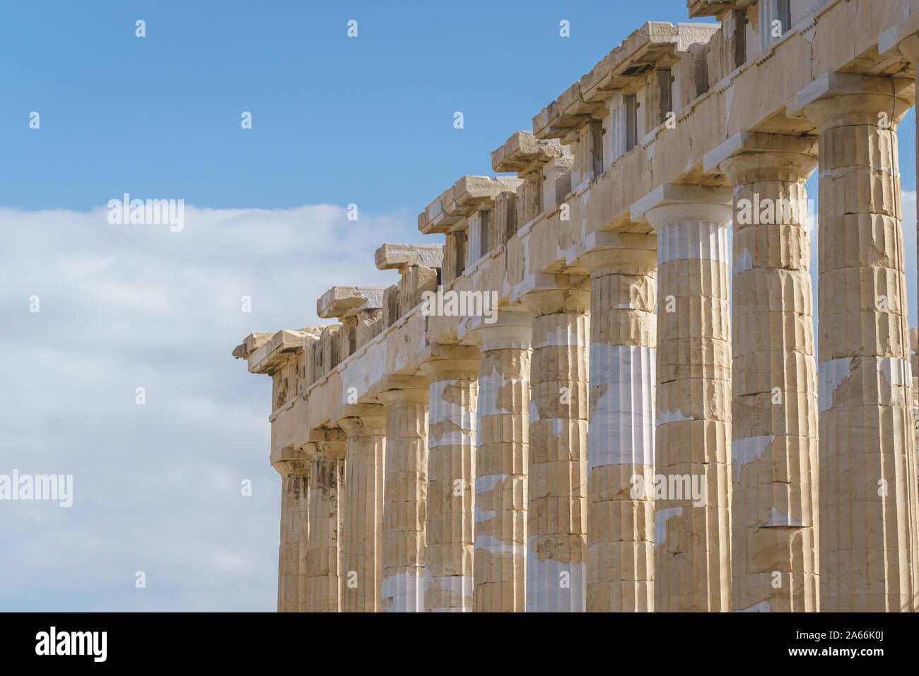 Row of columns of the Parthenon Temple in ancient Acropolis Stock Photo ...