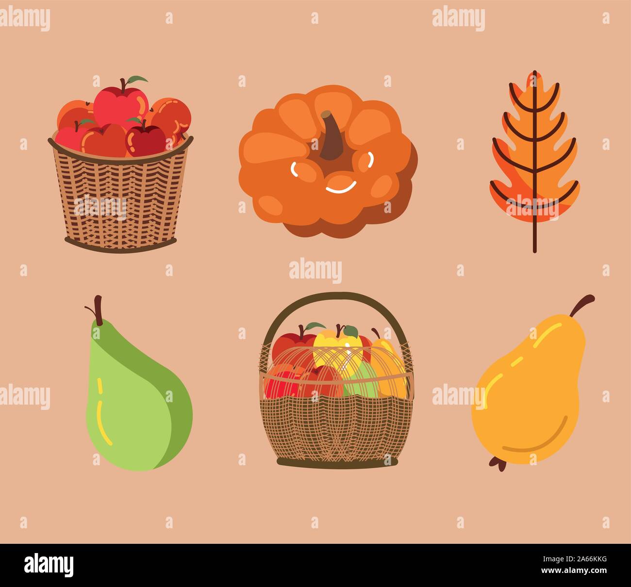 Apple basket autumn leaves Stock Vector Images - Alamy