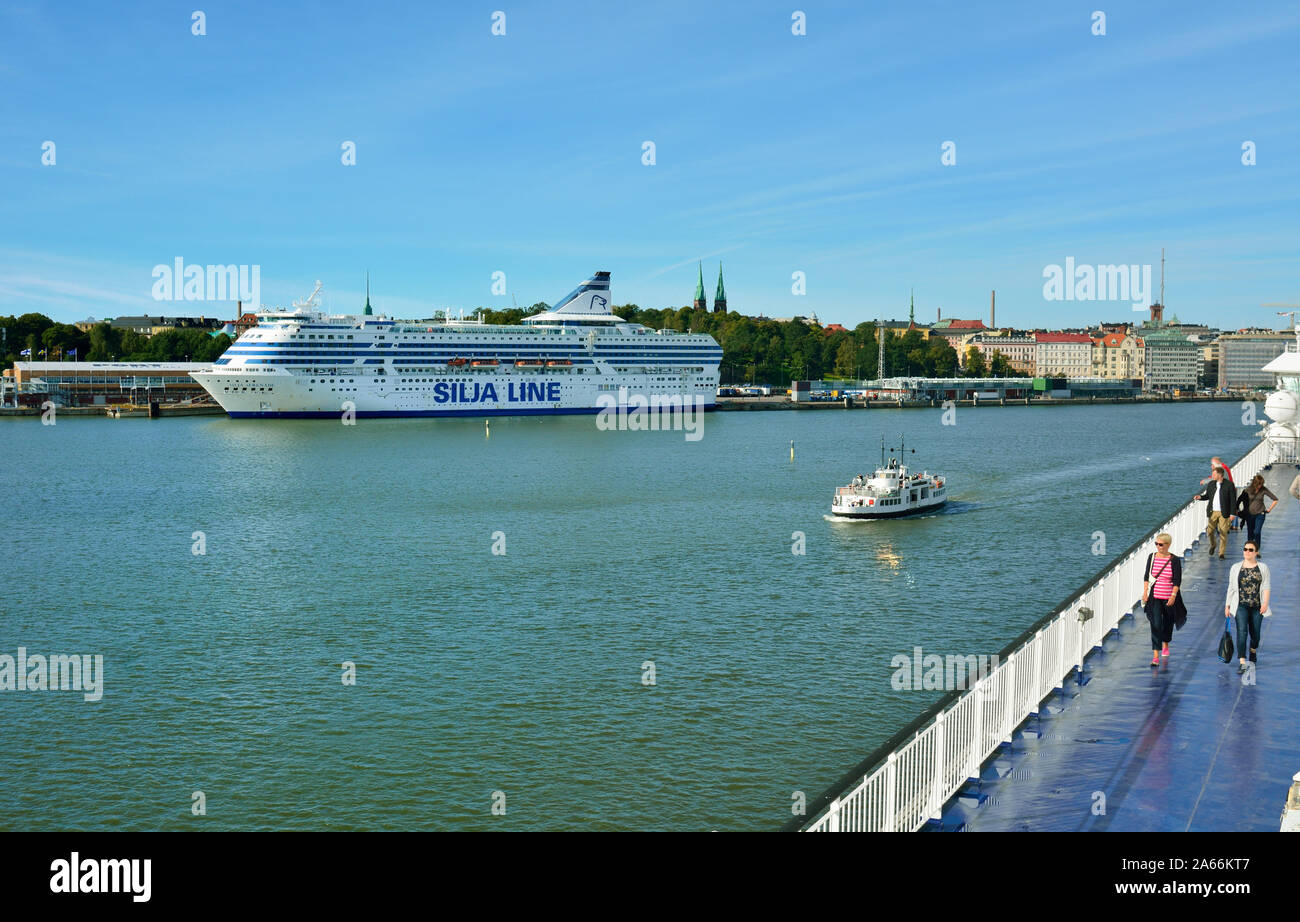 A cruise ship at the Helsinki harbour. Helsinki, Finland Stock Photo ...