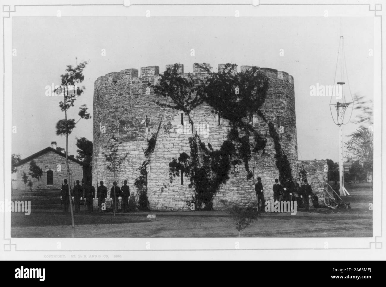 Watch tower, Fort Snelling, Minneapolis, 11 soldiers in front Stock ...