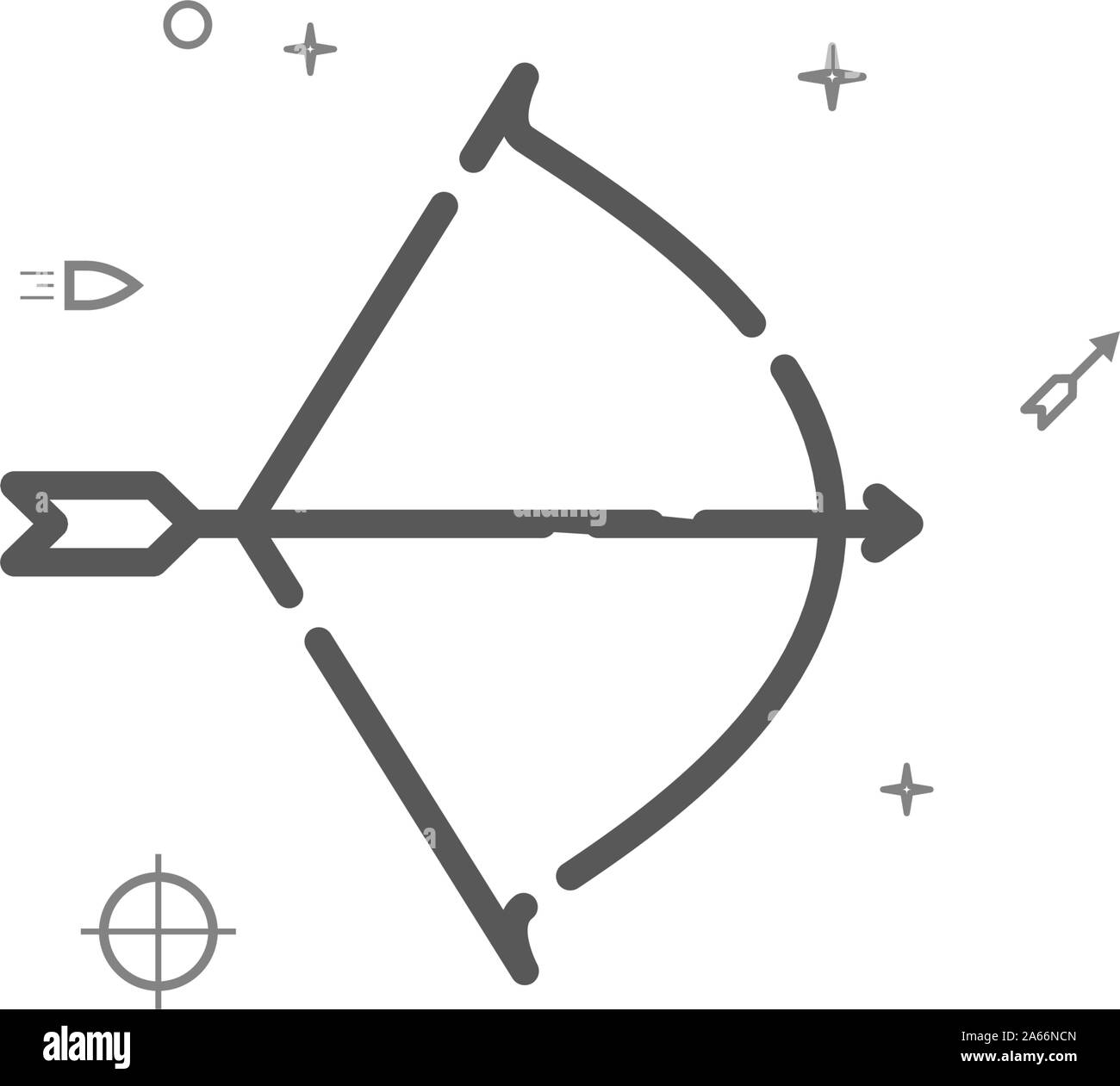 Charged pulled bow with arrow simple vector line icon, symbol ...