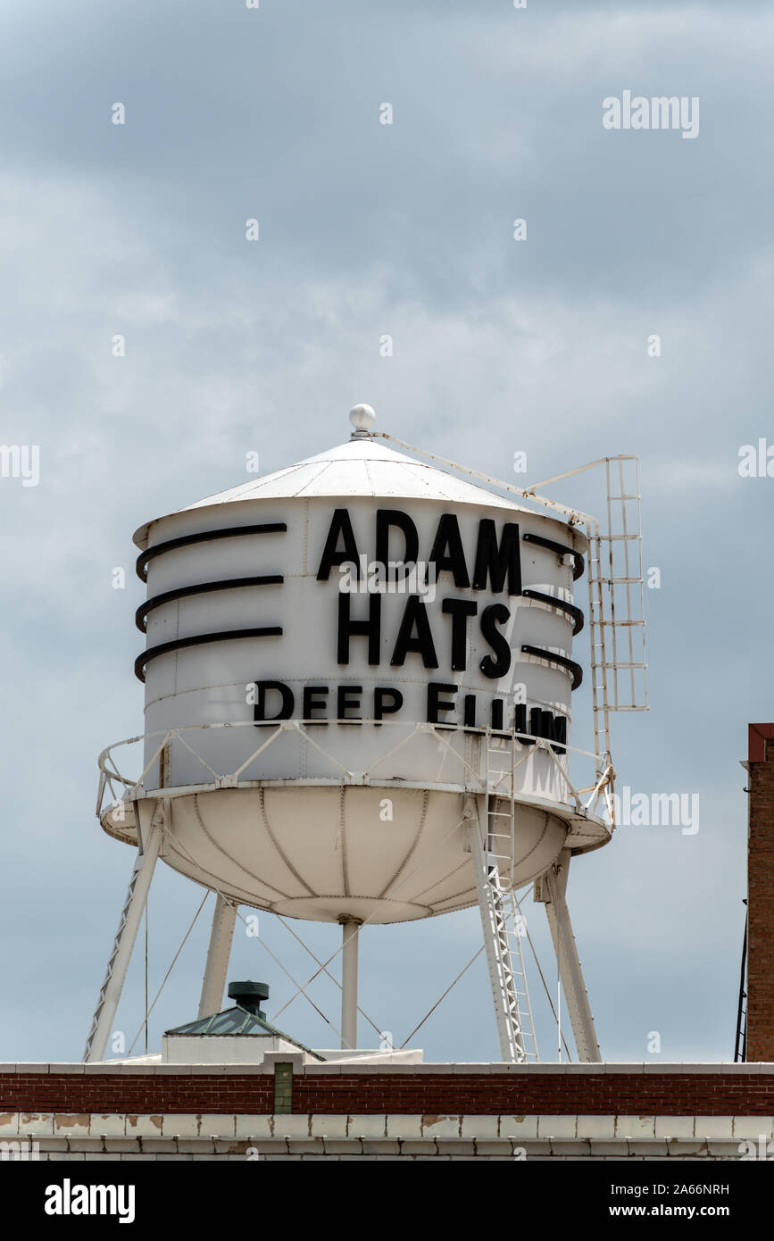 Water tower above the Adam Hats Building in the Deep Ellum section of ...