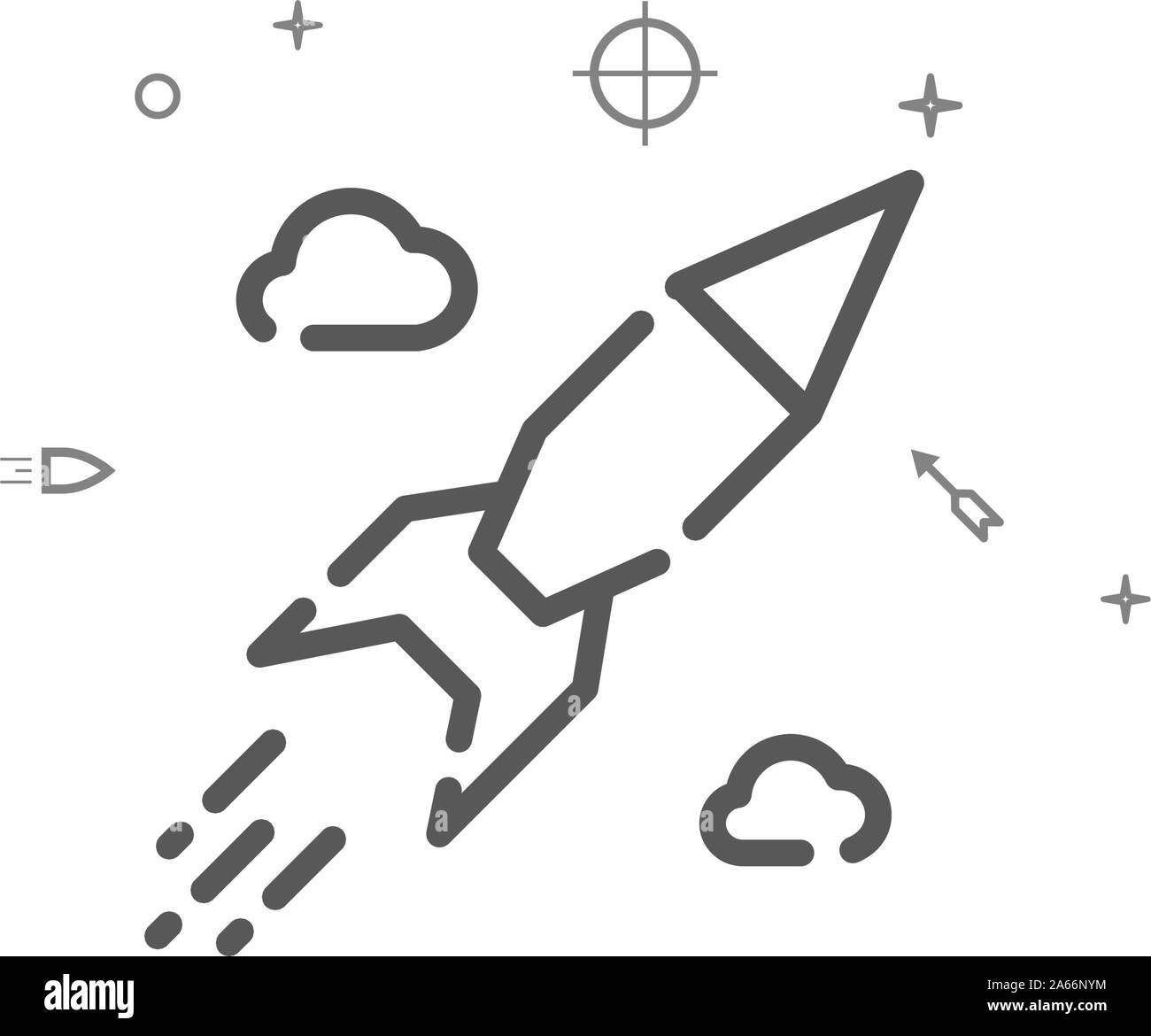 Ballistic missile simple vector line icon. Rocket symbol, pictogram ...