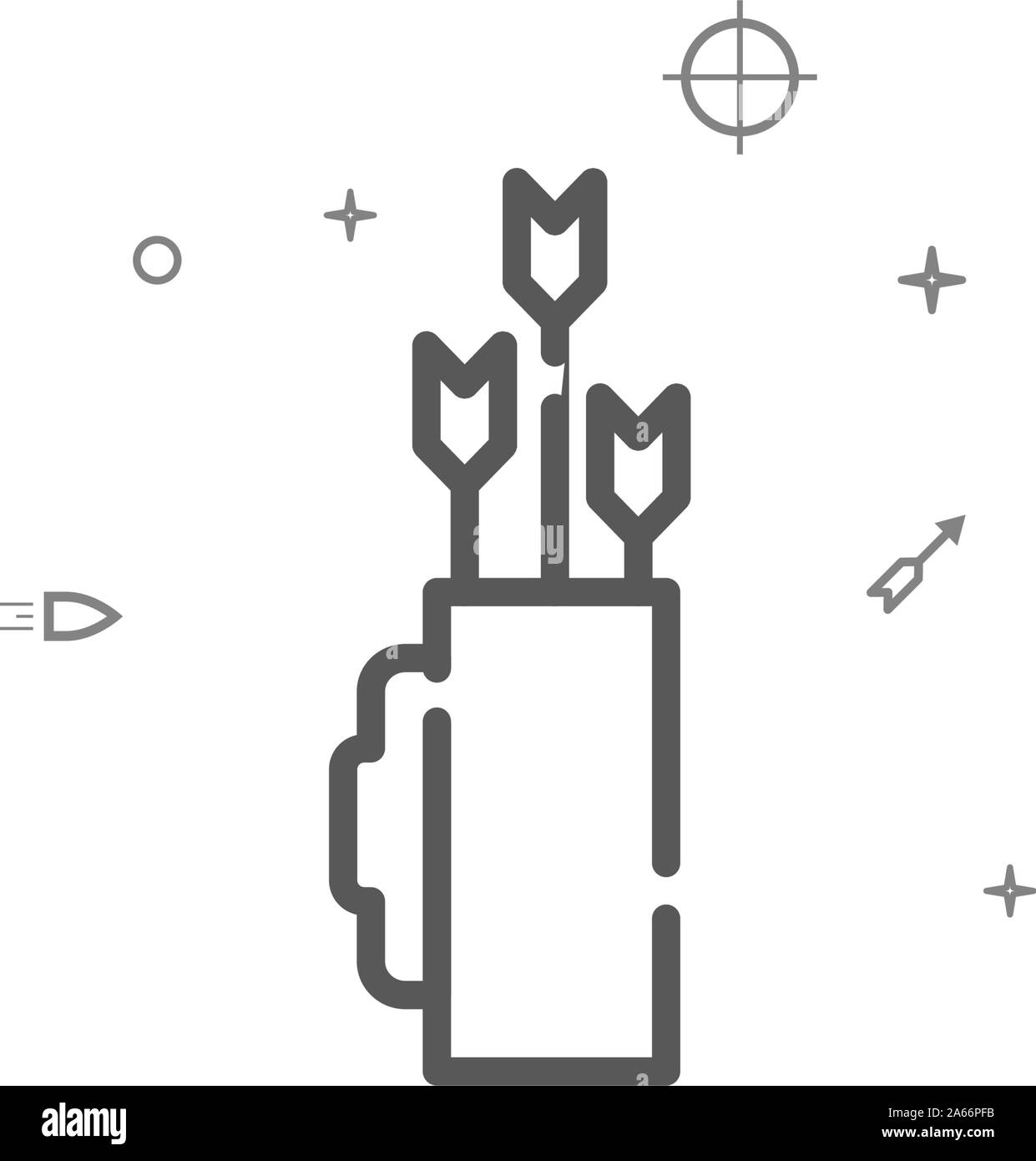 Quiver with arrows simple vector line icon. Archer symbol, pictogram ...