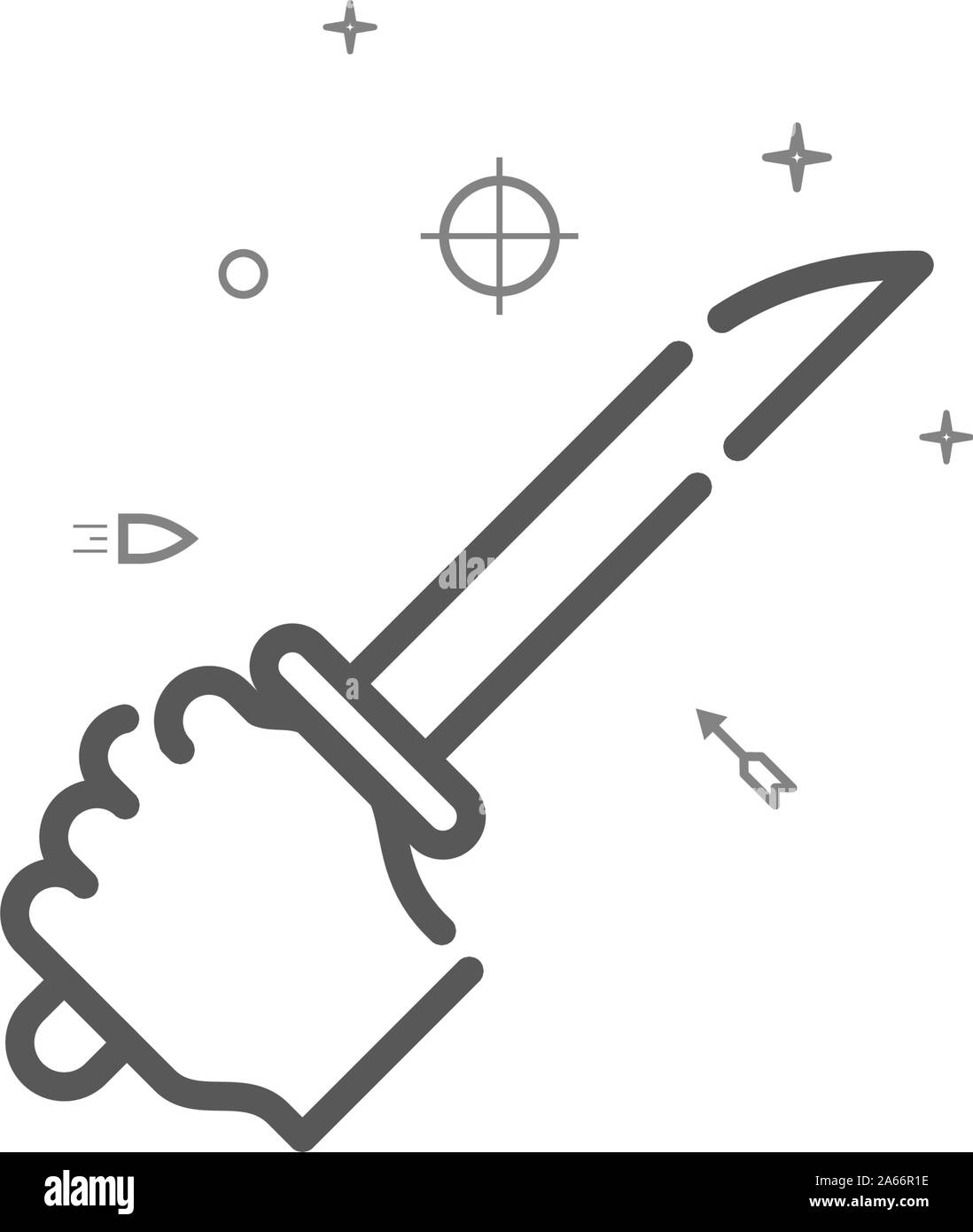 Hand holds a sword simple vector line icon. Dagger, knife symbol ...