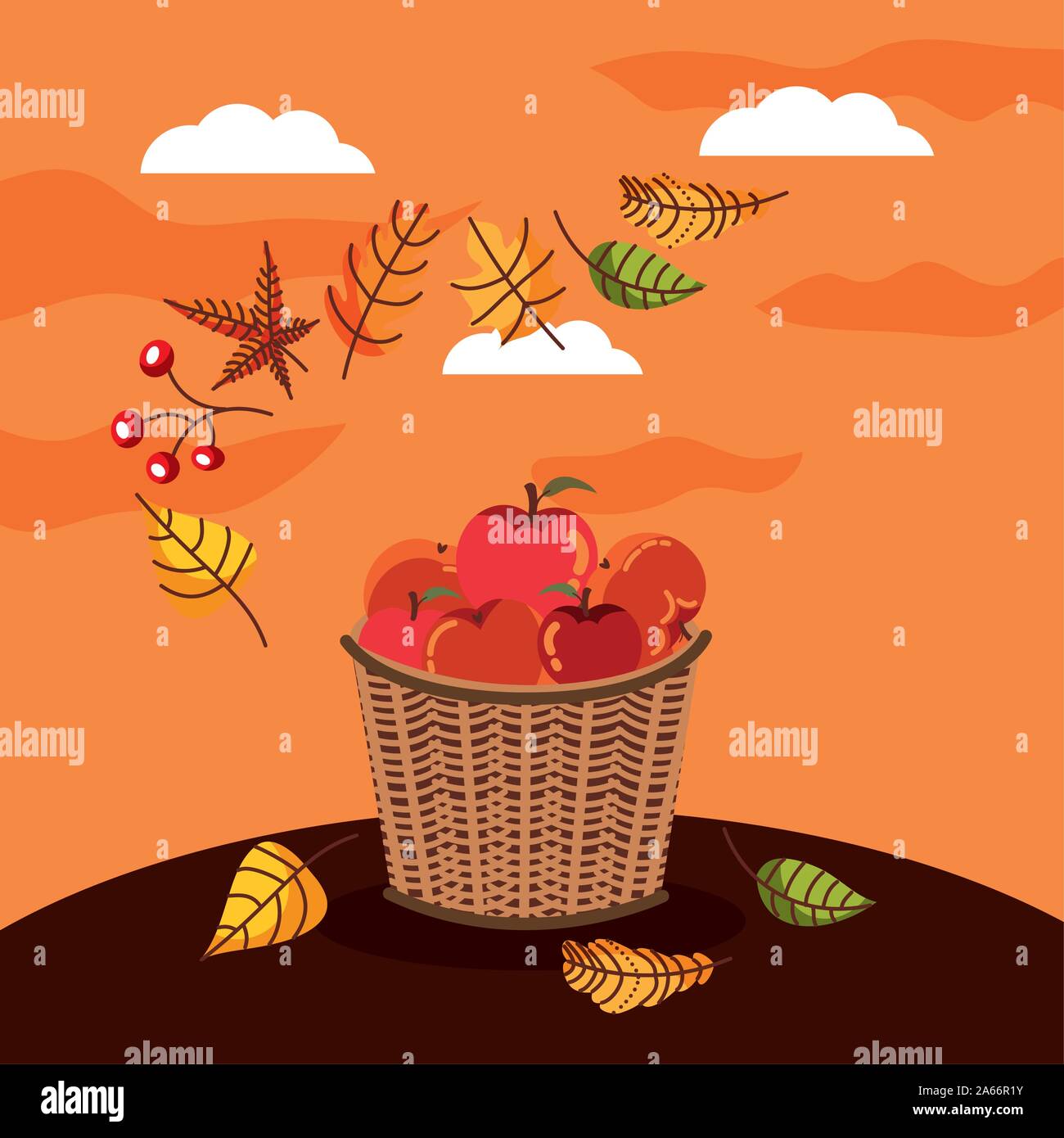autumn season basket with apples icons Stock Vector Image & Art - Alamy