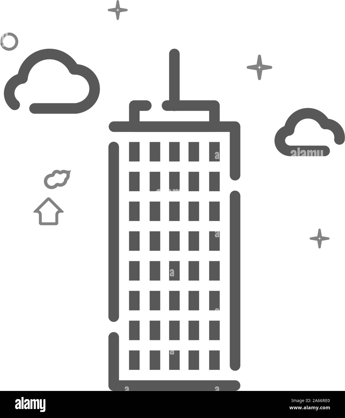 Skyscraper simple vector line icon. Apartment house symbol, pictogram ...