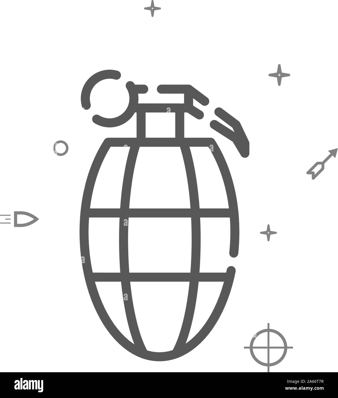 Hand grenade simple vector line icon. Antipersonnel bomb symbol ...