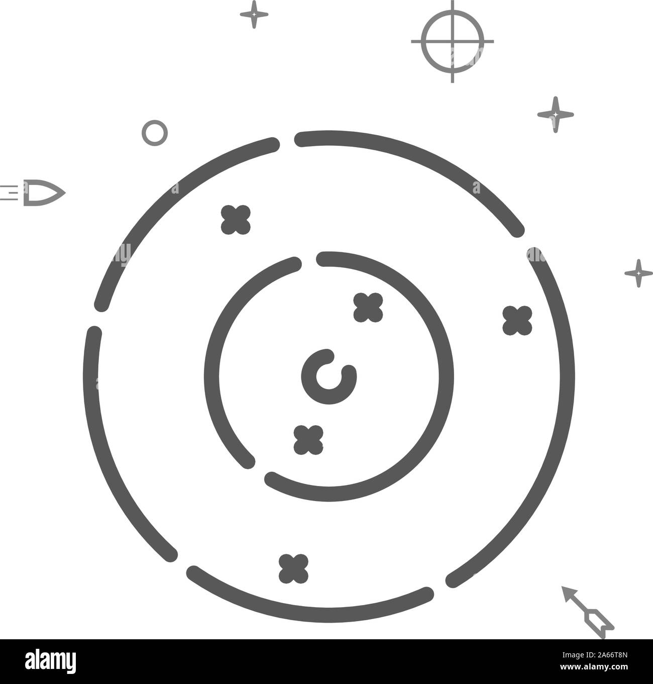 Target with bullet marks simple vector line icon. Shooting range symbol ...