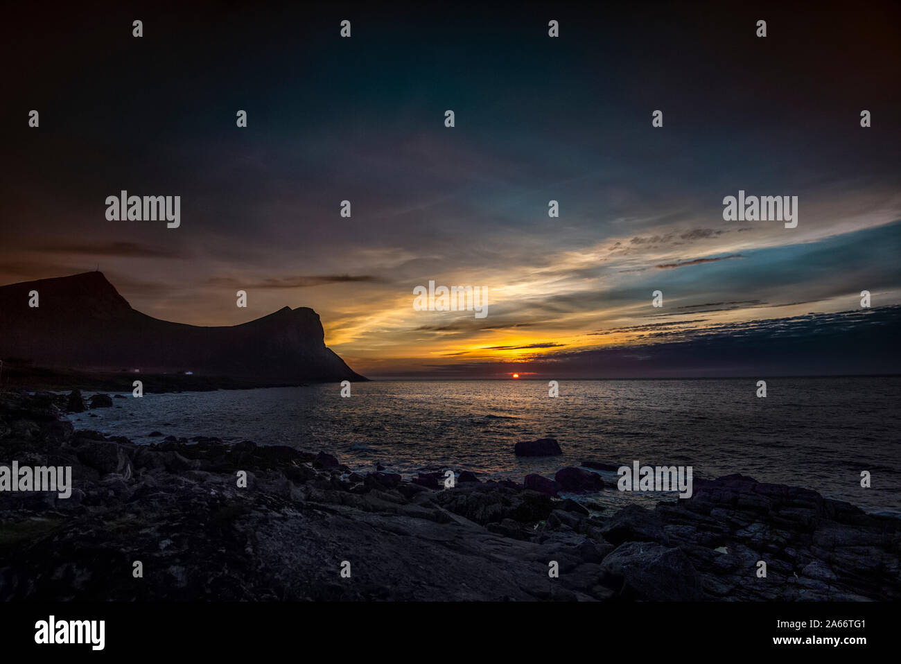 Midnight sun in northern norway Stock Photo - Alamy