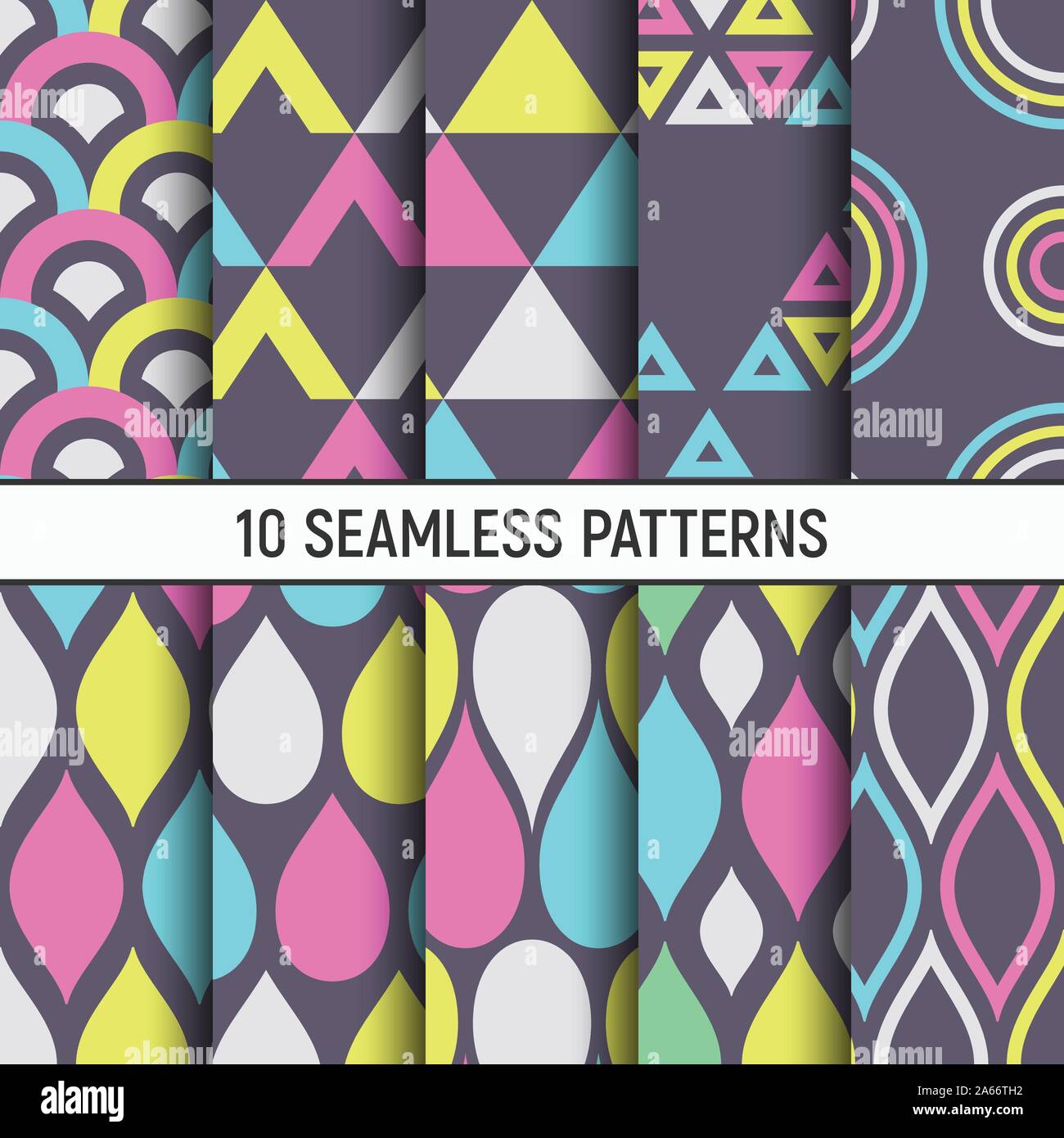 Set of ten seamless patterns. Modern stylish textures. Kiddie ornaments ...